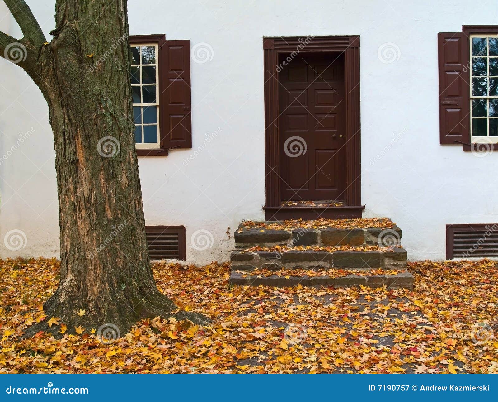 Autumn Doorstep stock image. Image of wall, history, leaves - 7190757