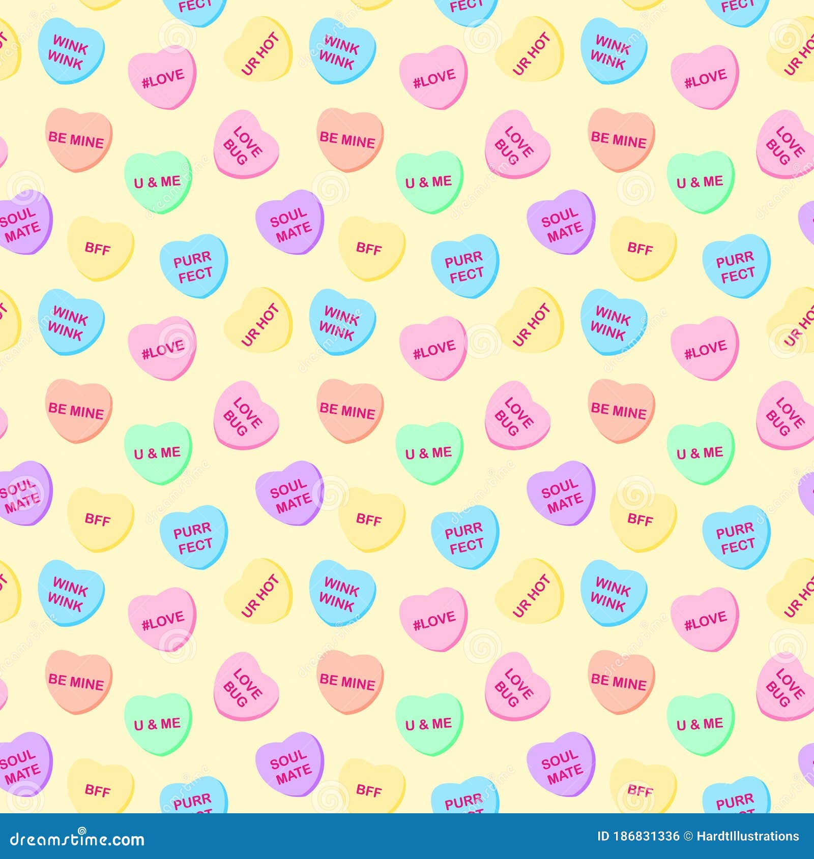 Candy Hearts Seamless Pattern Editorial Photo - Illustration of pattern ...