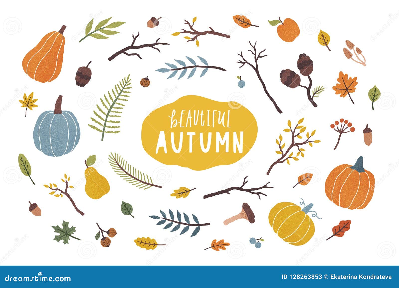 Autumn Elements Isolated on White. Stock Vector - Illustration of leaf ...