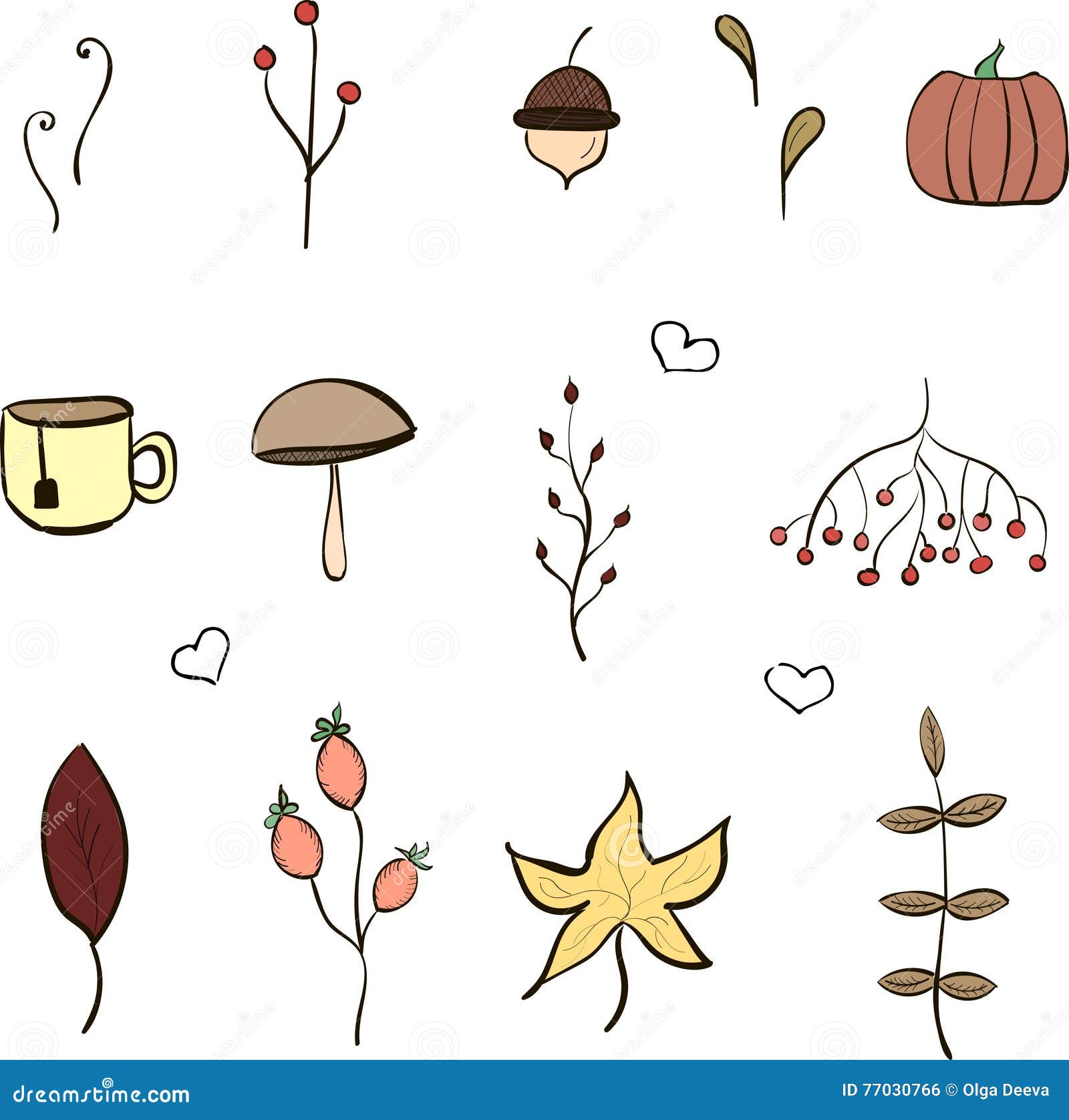 Autumn Elements Set stock vector. Illustration of autumn - 77030766