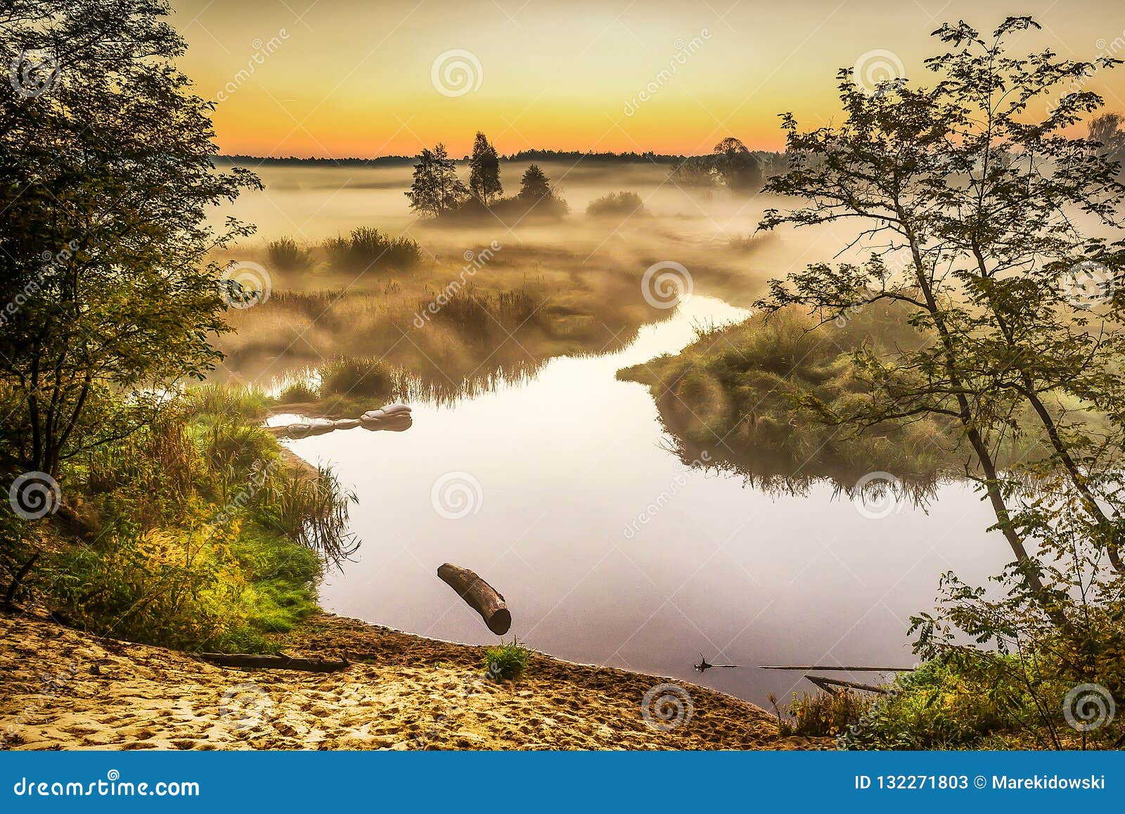 Mysterious River on an Autumn Morning Stock Image - Image of sunrise ...