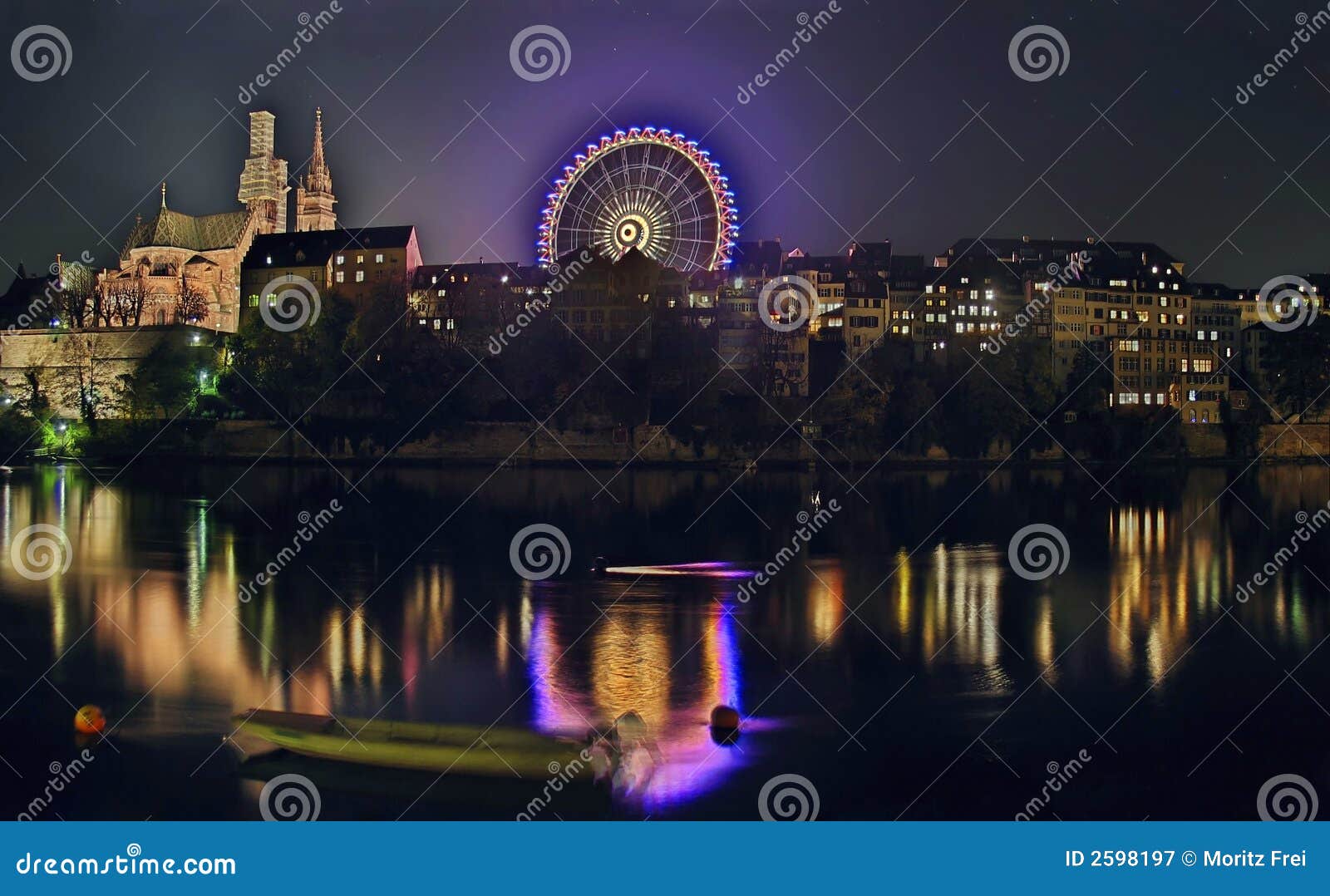 Basel Skyline View Minster Ferris Wheel Stock Photos - Free & Royalty ...