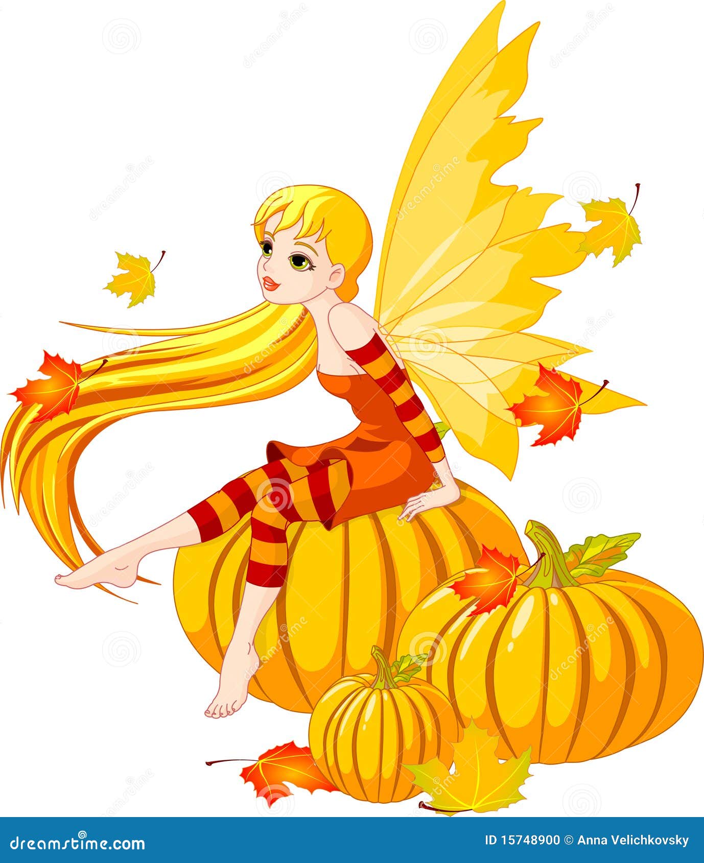 Autumn Fairy On The Pumpkin Stock Vector - Illustration of nature ...