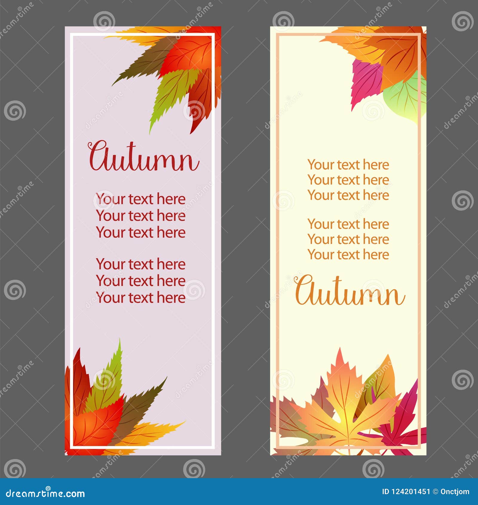 Autumn Fall Forest Leaves Vertical Banner Stock Vector - Illustration ...
