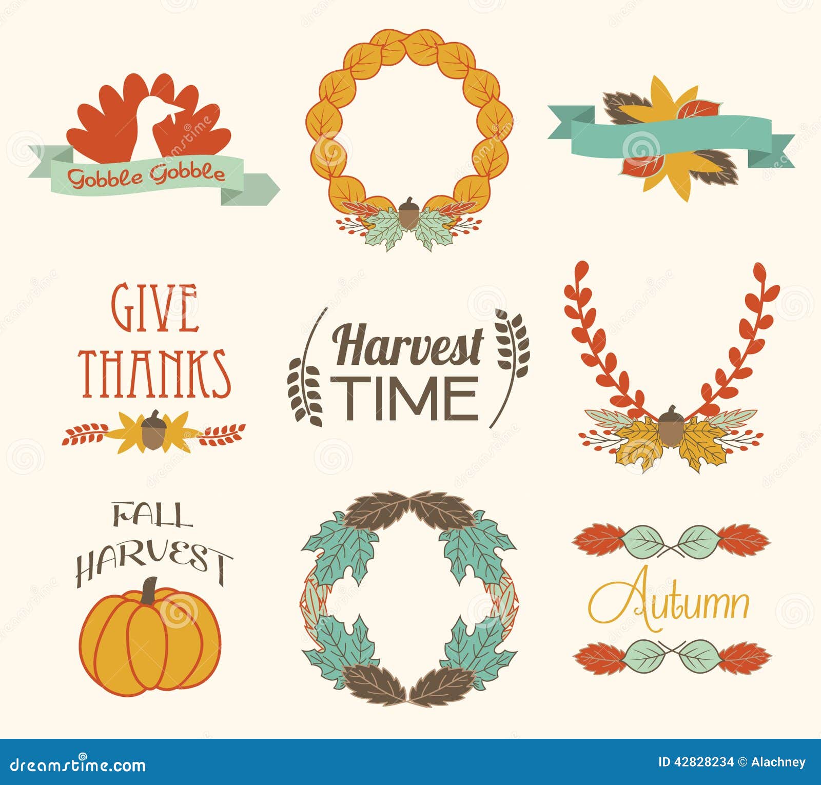 Autumn Fall Harvest Elements Stock Vector - Illustration of banner ...