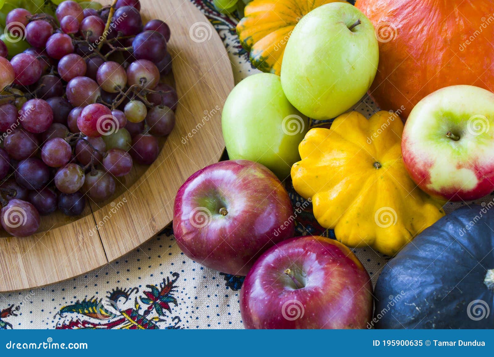 Autumn and Fall Harvest, Pumpkin, Apple, Grape and Pattison Stock Image ...