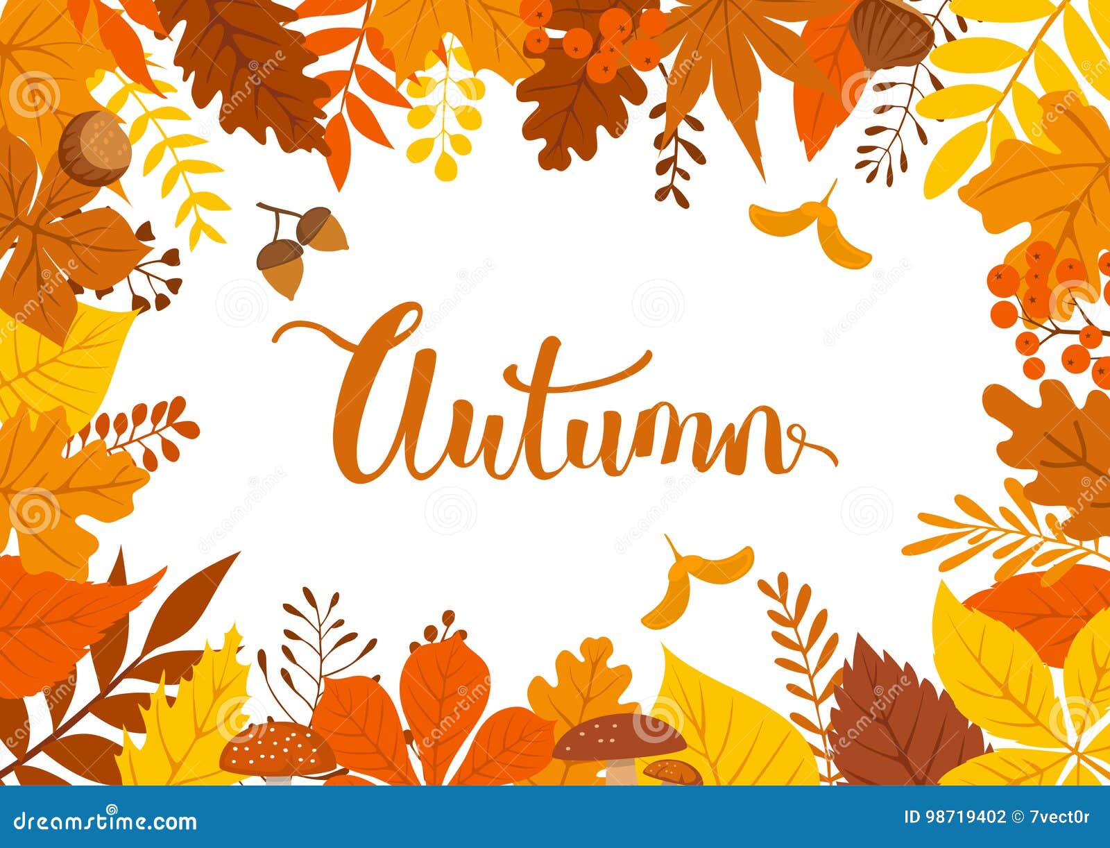Autumn Fall Leaves Branches Twigs Background Stock Vector ...