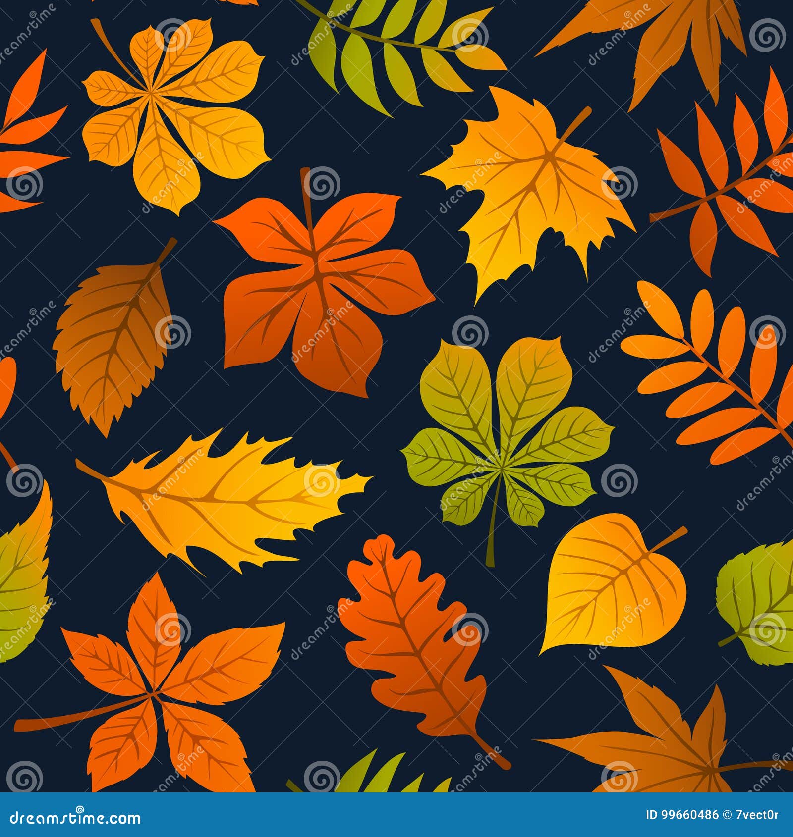 Autumn Fall Leaves Seamless Pattern Stock Vector - Illustration of naby ...