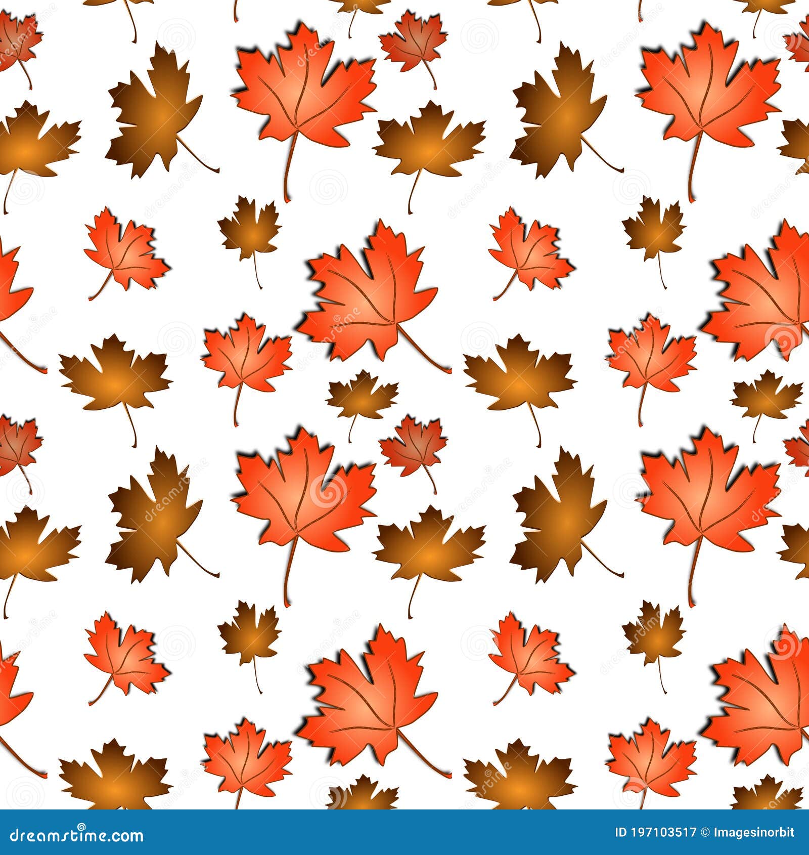 Autumn Fall Seamless Cartoon Botanical Pattern Background Leaves Stock ...