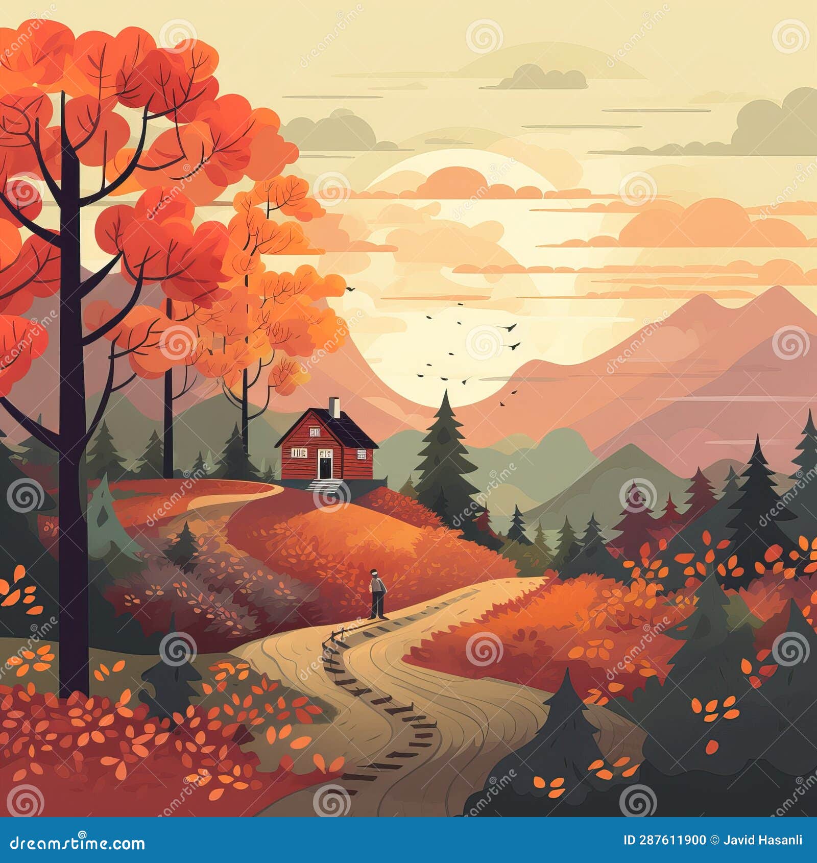 Autumn Fall Tree Forest High Quality Ai Generated Image Stock ...