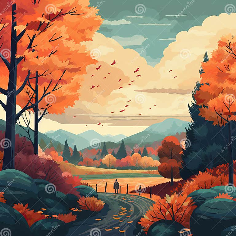 Autumn Fall Tree Forest High Quality Ai Generated Image Stock ...