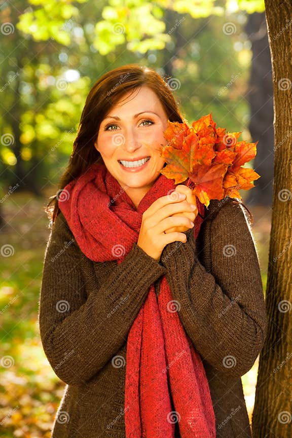 Autumn fall woman stock image. Image of hand, orange - 16480061