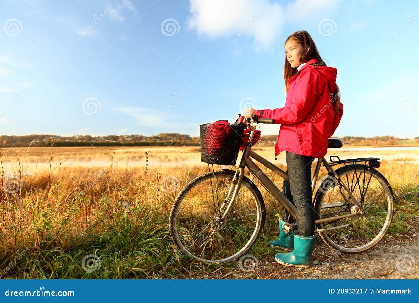 Autumn / fall woman biking stock image. Image of denmark - 20933217
