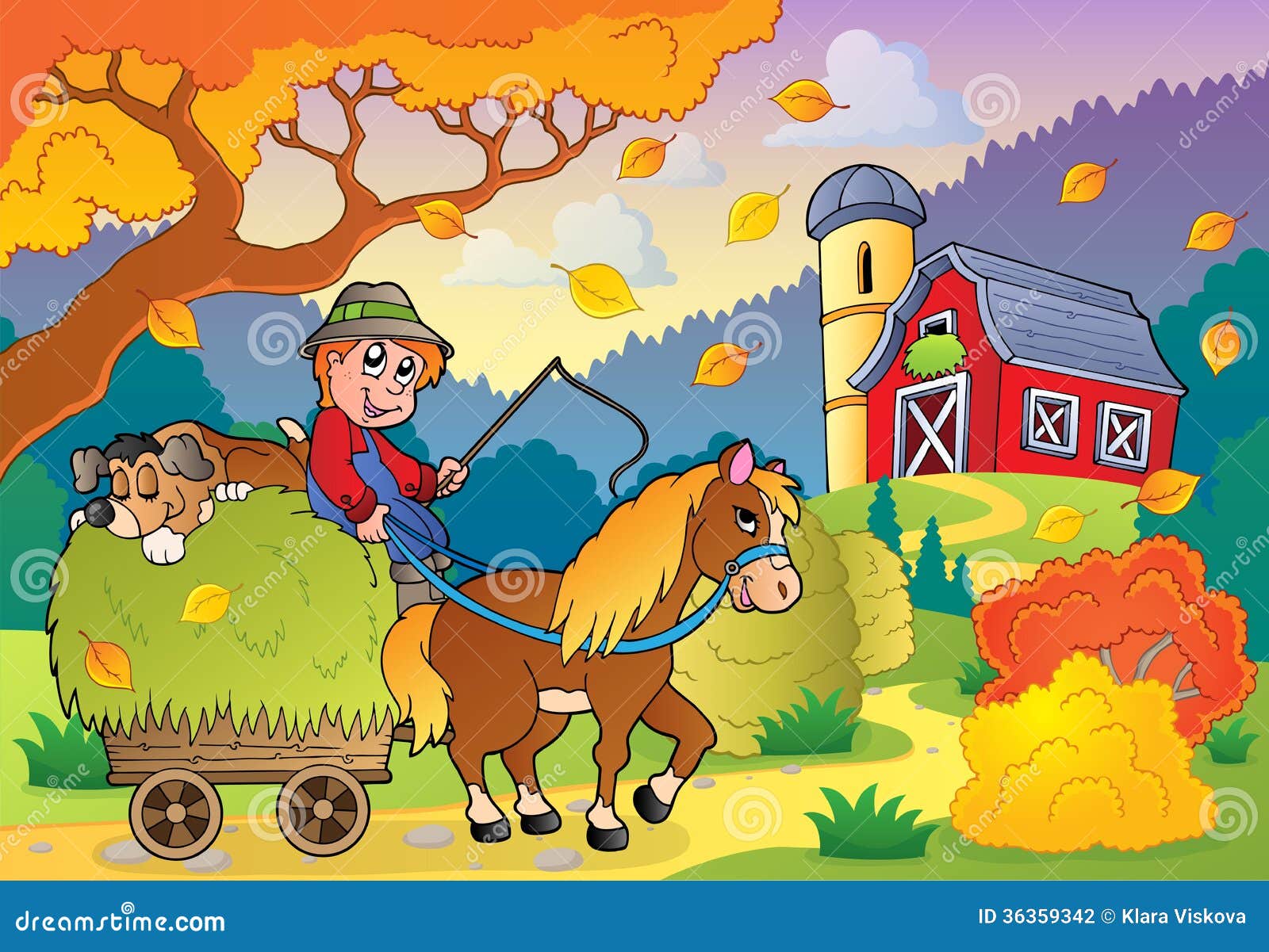 Autumn farm theme 4 stock vector. Illustration of leaves - 36359342