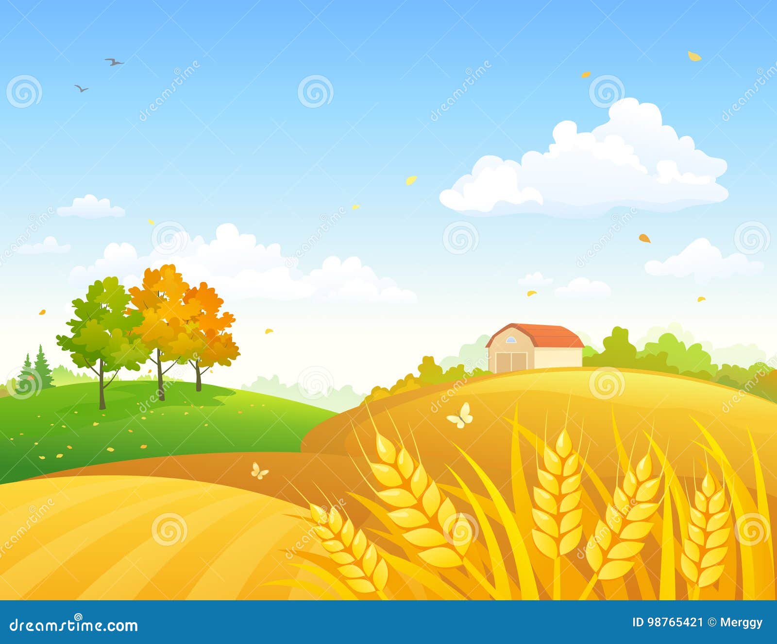 Autumn farmland stock vector. Illustration of country - 98765421