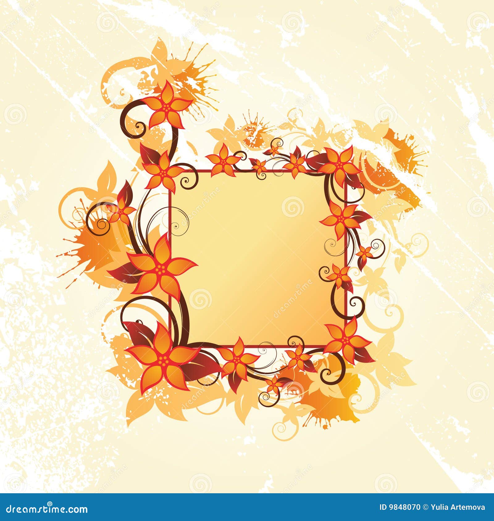 Autumn floral frame stock vector. Illustration of drawing - 9848070
