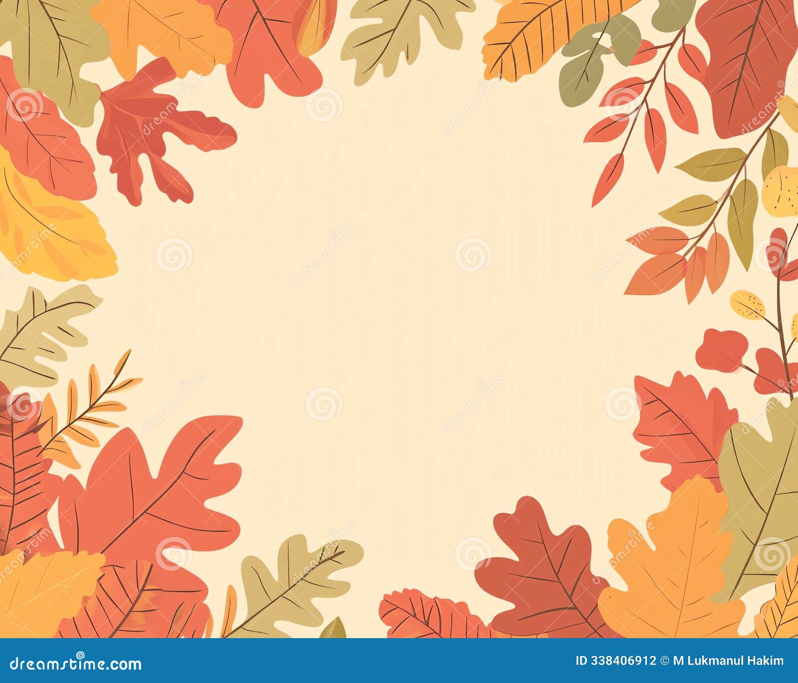 Autumn Floral Frame with Leaf Vector Illustration for Nature Art Design ...