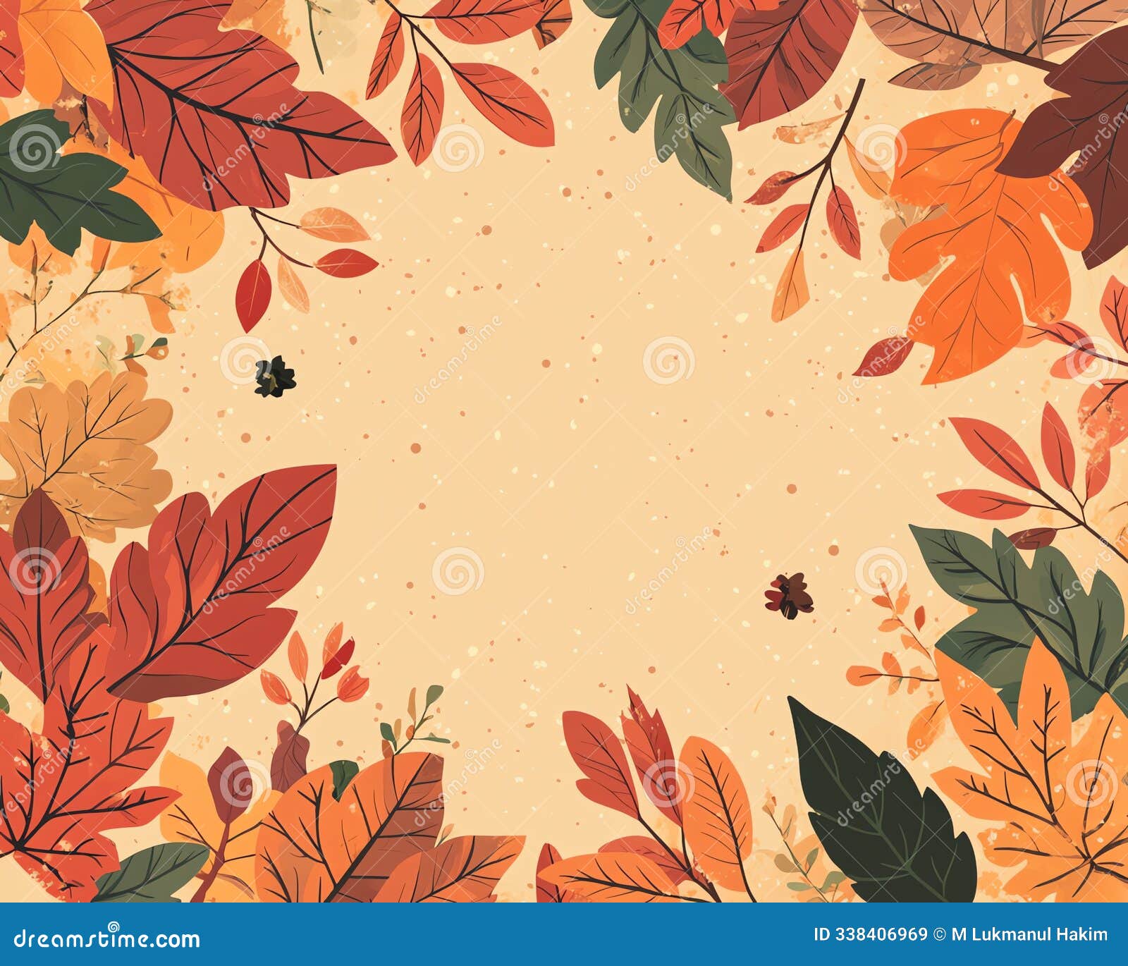 Autumn Floral Frame with Leaf Vector Illustration for Nature Art Design ...