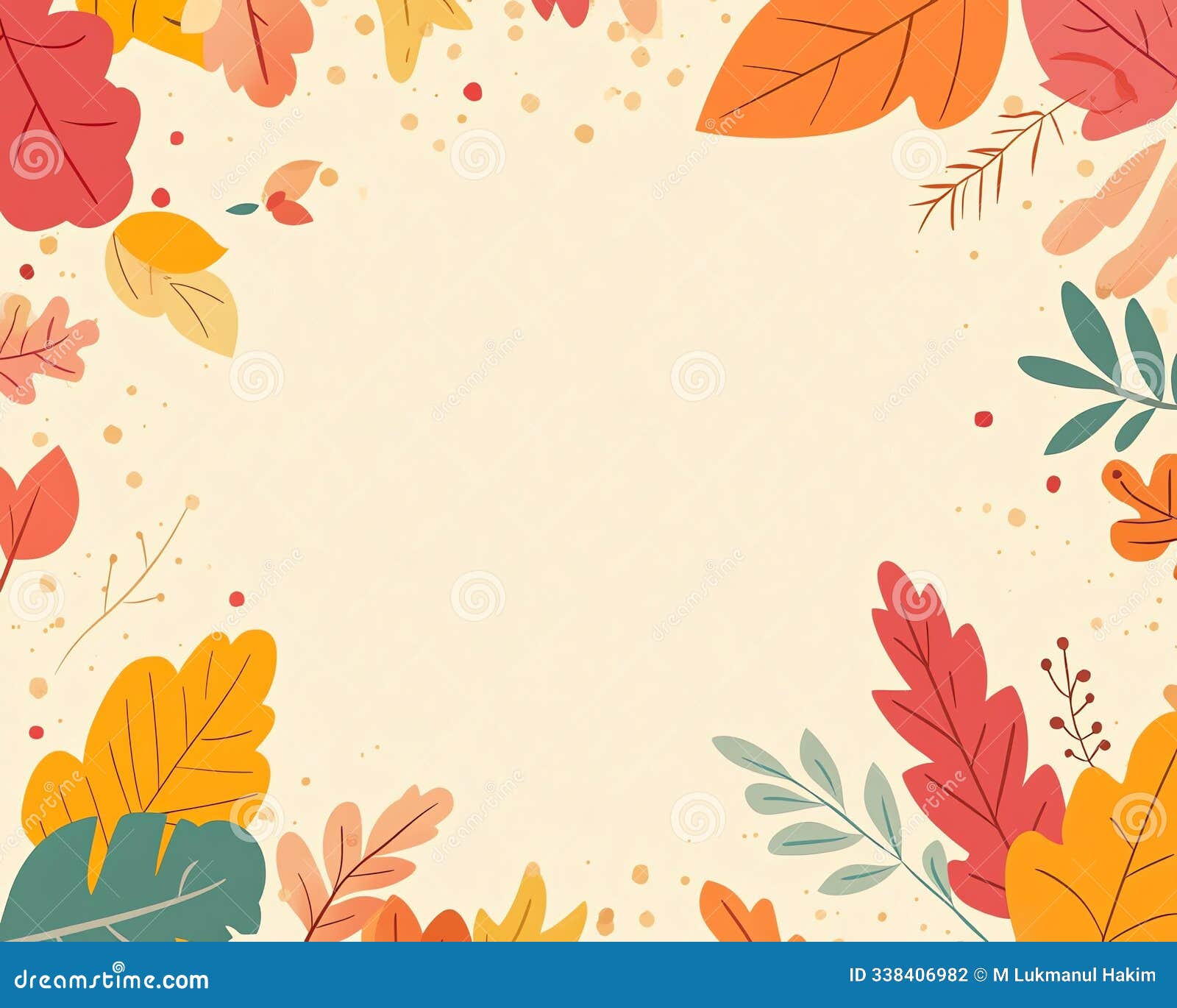 Autumn Floral Frame with Leaf Vector Illustration for Nature Art Design ...