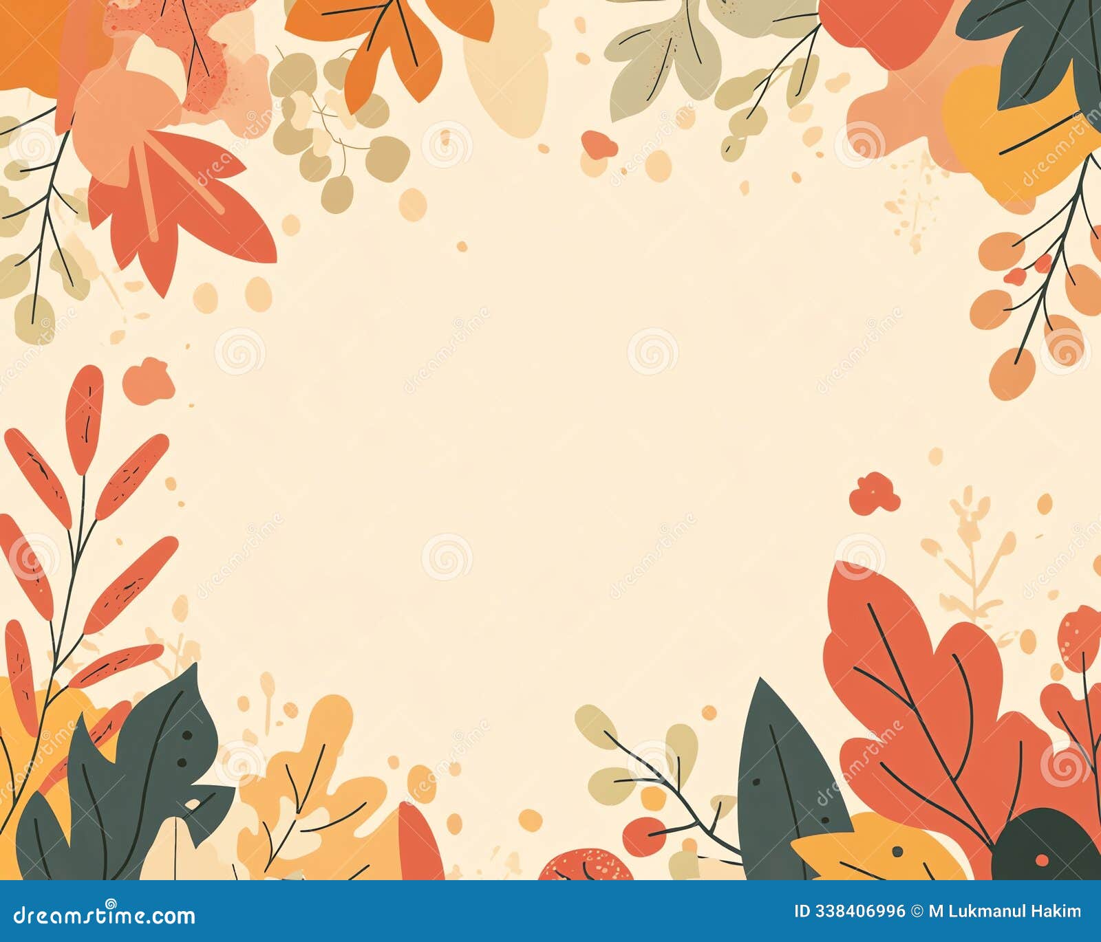 Autumn Floral Frame with Leaf Vector Illustration for Nature Art Design ...