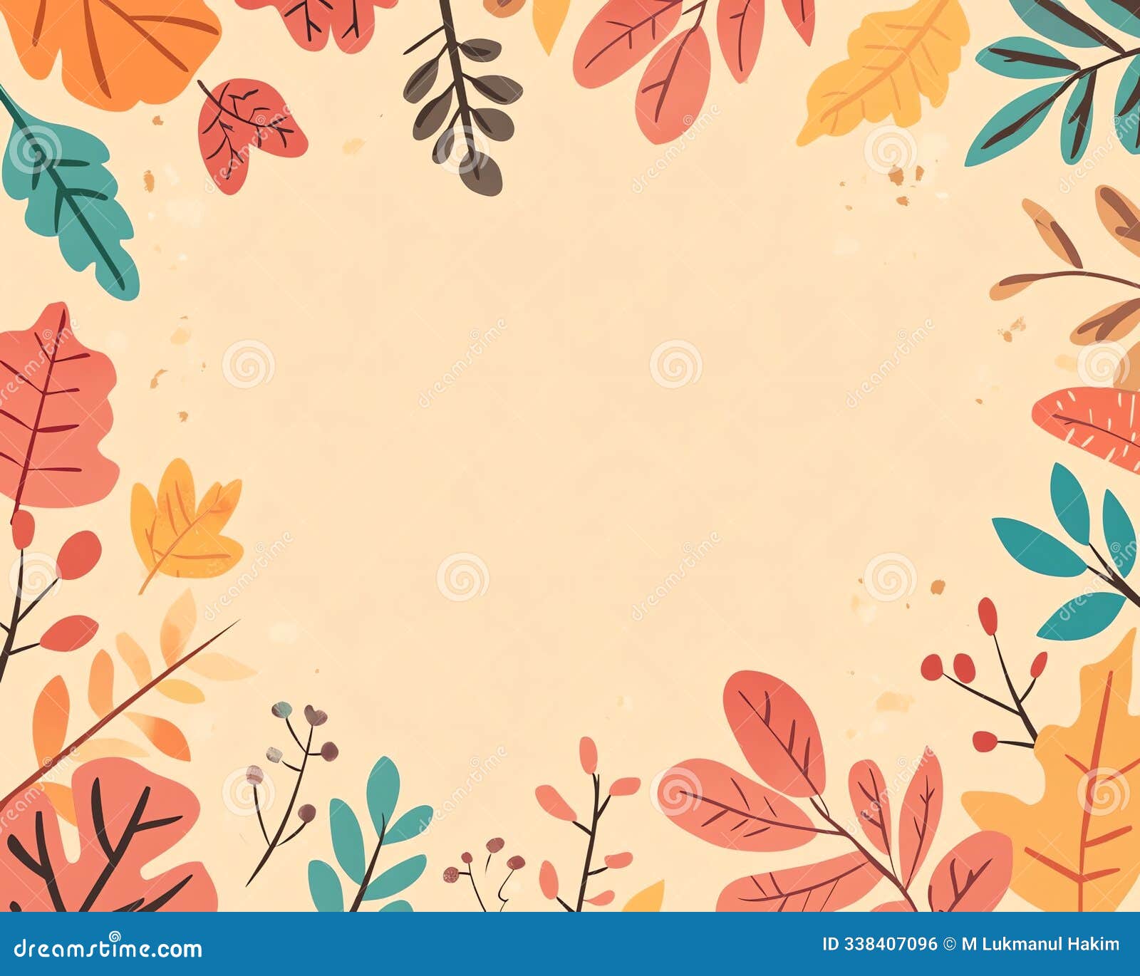 Autumn Floral Frame with Leaf Vector Illustration for Nature Art Design ...