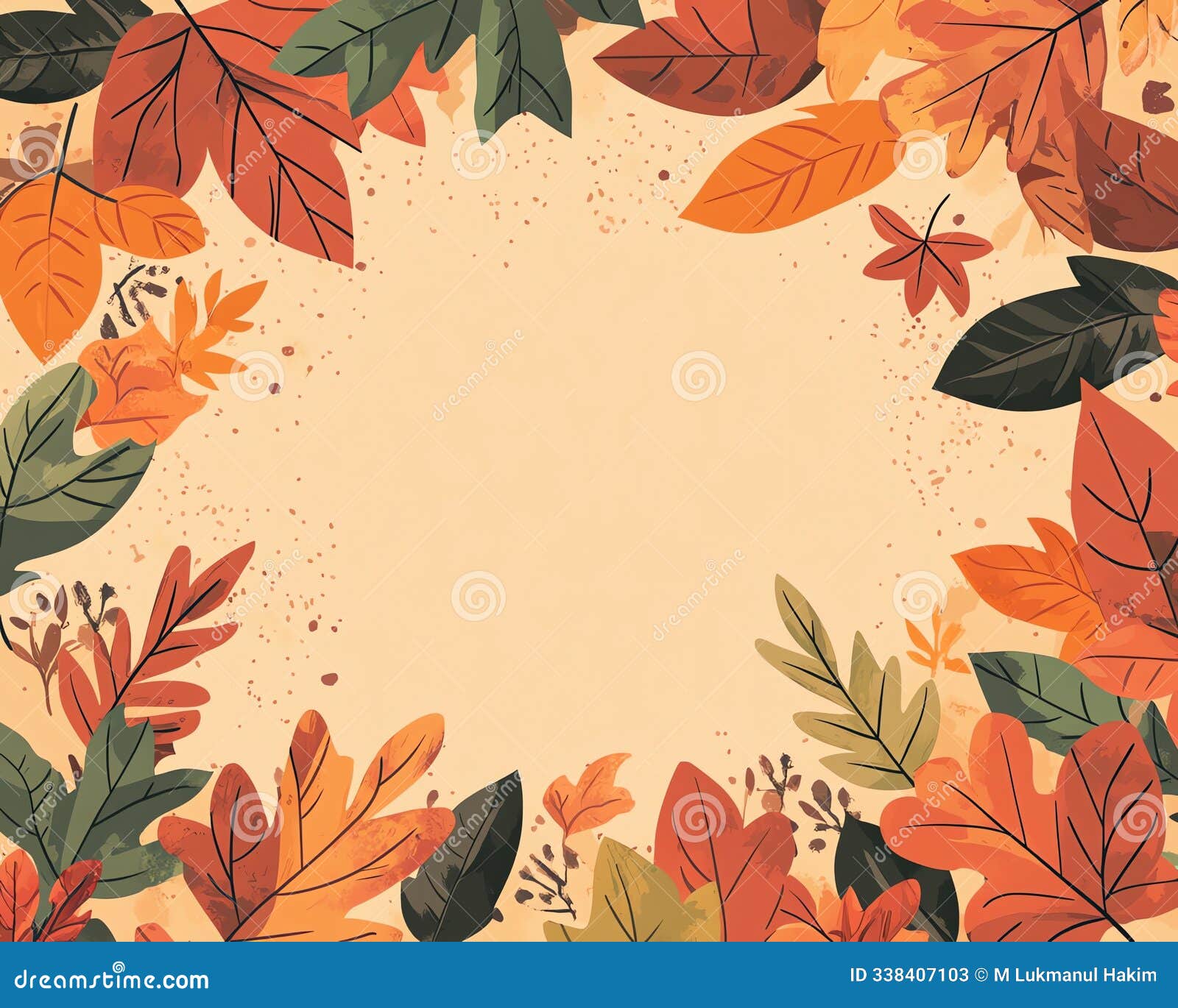 Autumn Floral Frame with Leaf Vector Illustration for Nature Art Design ...
