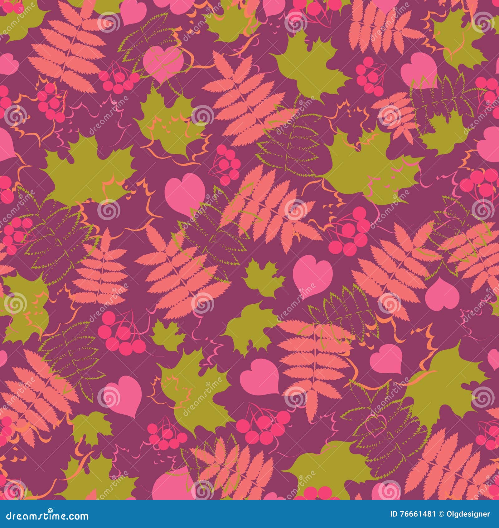 Autumn Floral Seamless Pattern Stock Vector - Illustration of fuchsia ...