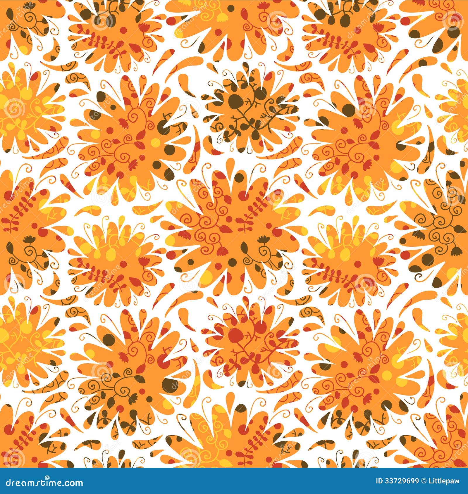 Autumn Floral Seamless Pattern Stock Vector - Illustration of pretty ...