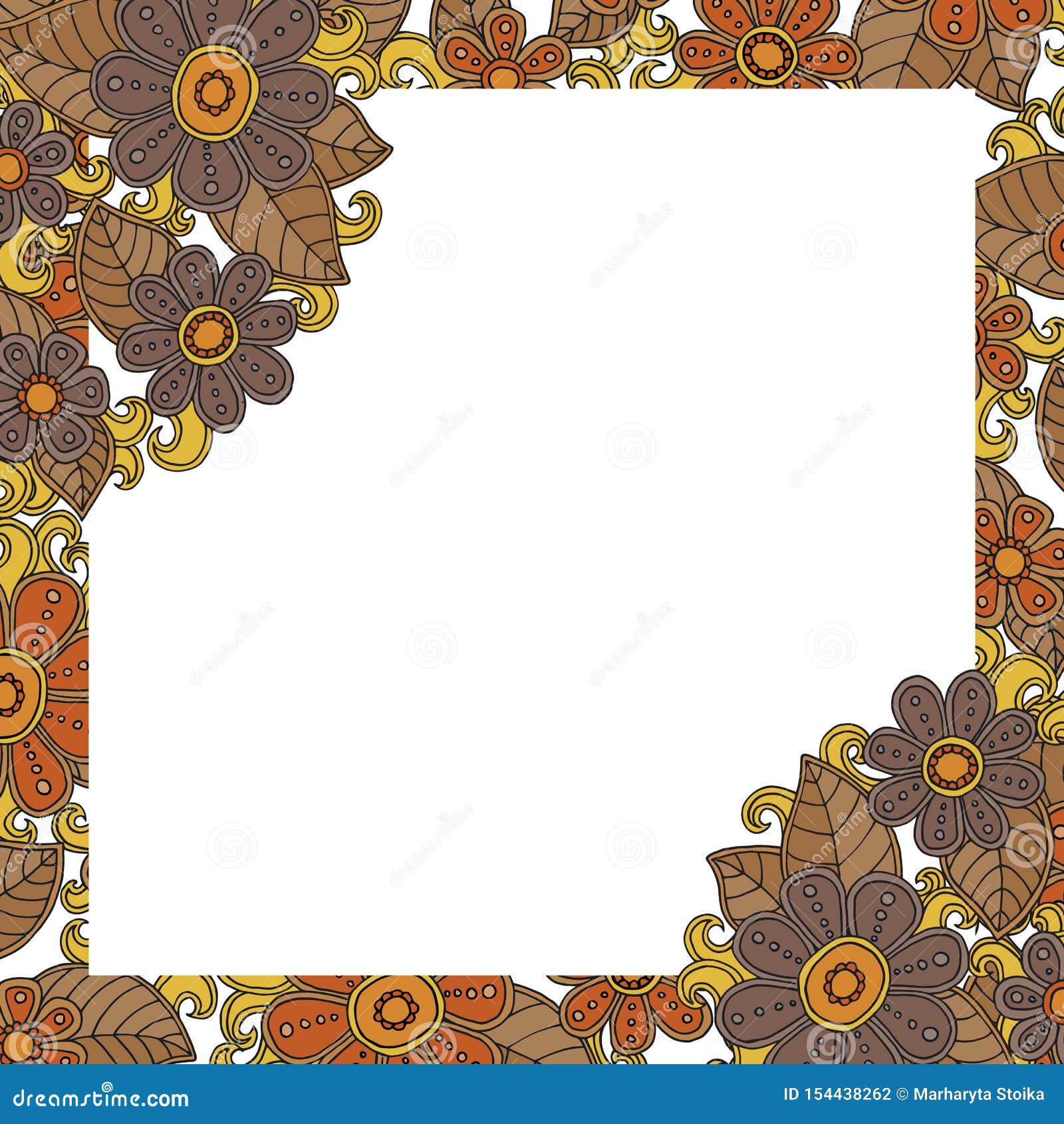 Autumn flower frame. stock vector. Illustration of flower - 154438262