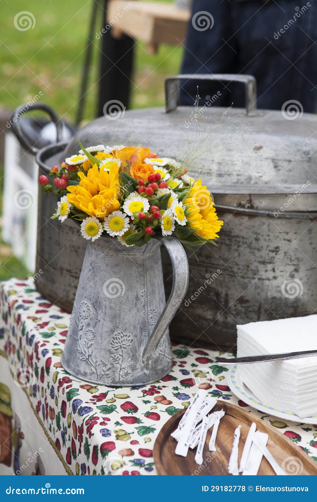 Autumn Flowers in an Aluminum Pitcher Stock Photo - Image of vintage ...