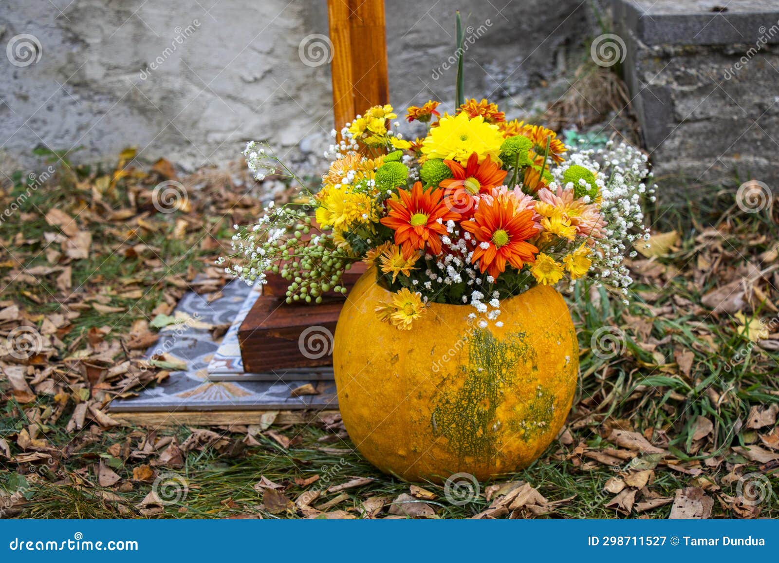 Autumn flowers bad stock image. Image of autumnal, orange - 298711527
