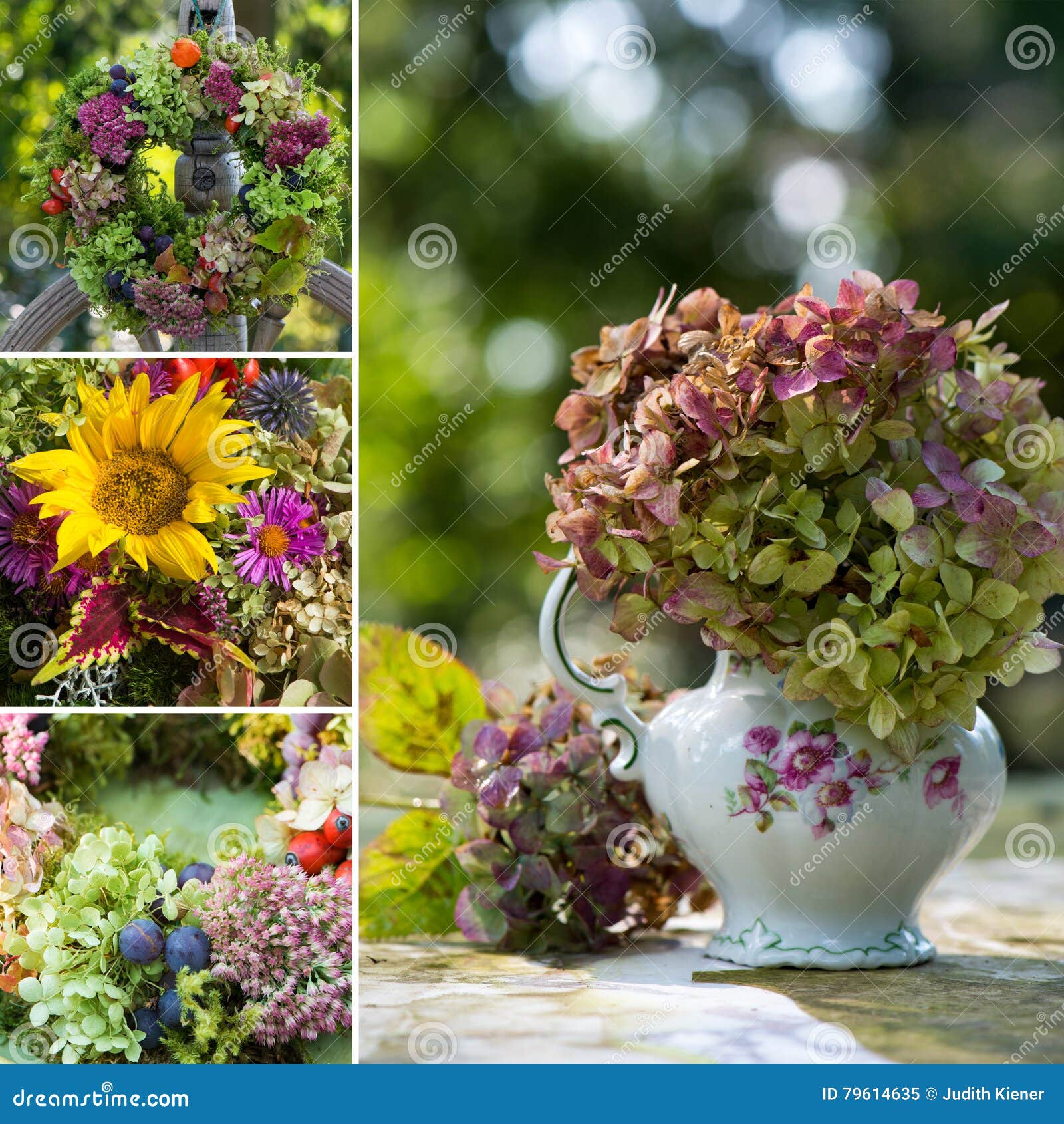Autumn flowers collage stock image. Image of bouquet - 79614635