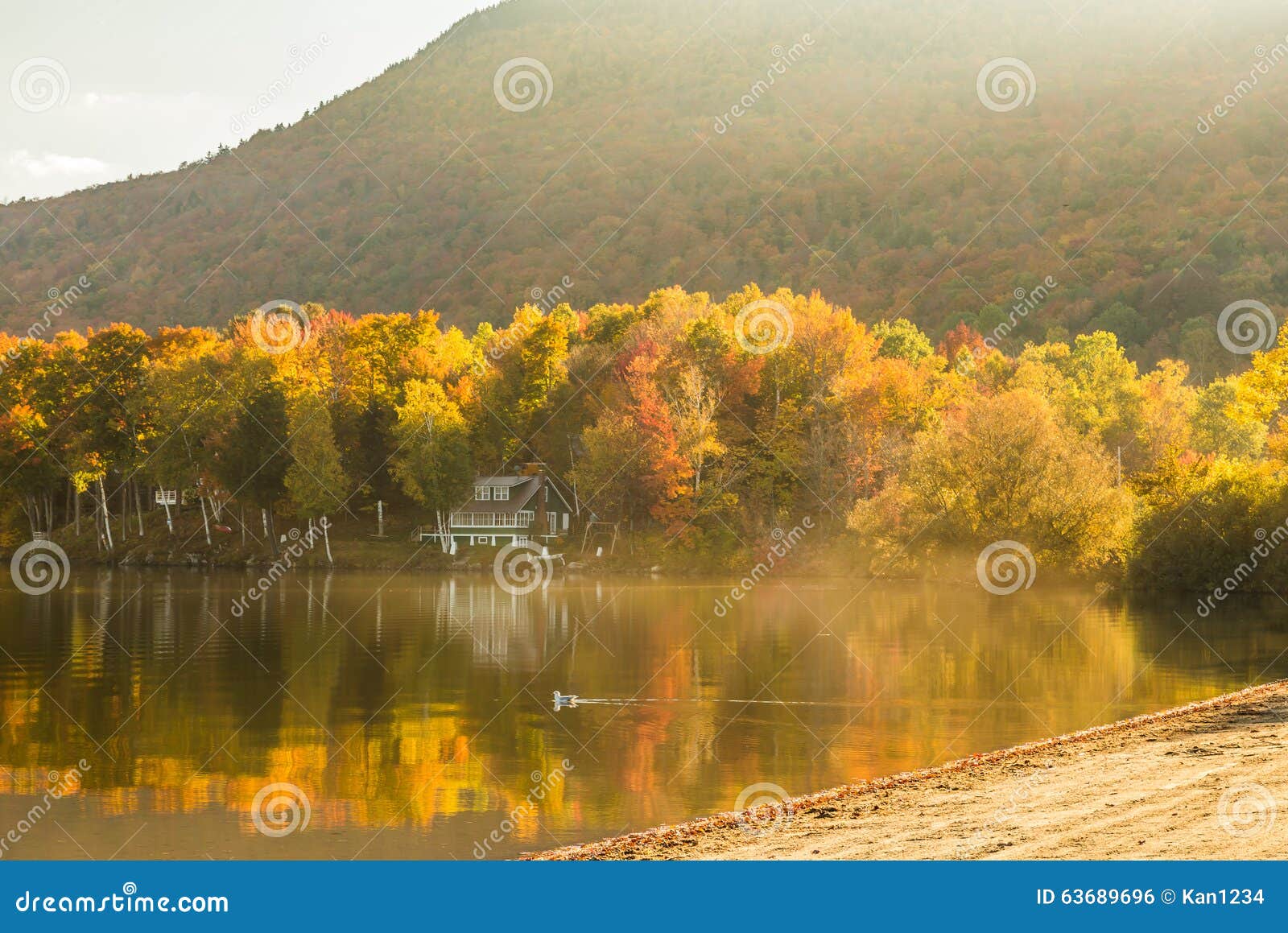 Autumn Foliage and Reflection in Vermont, Elmore State Park Stock Photo ...