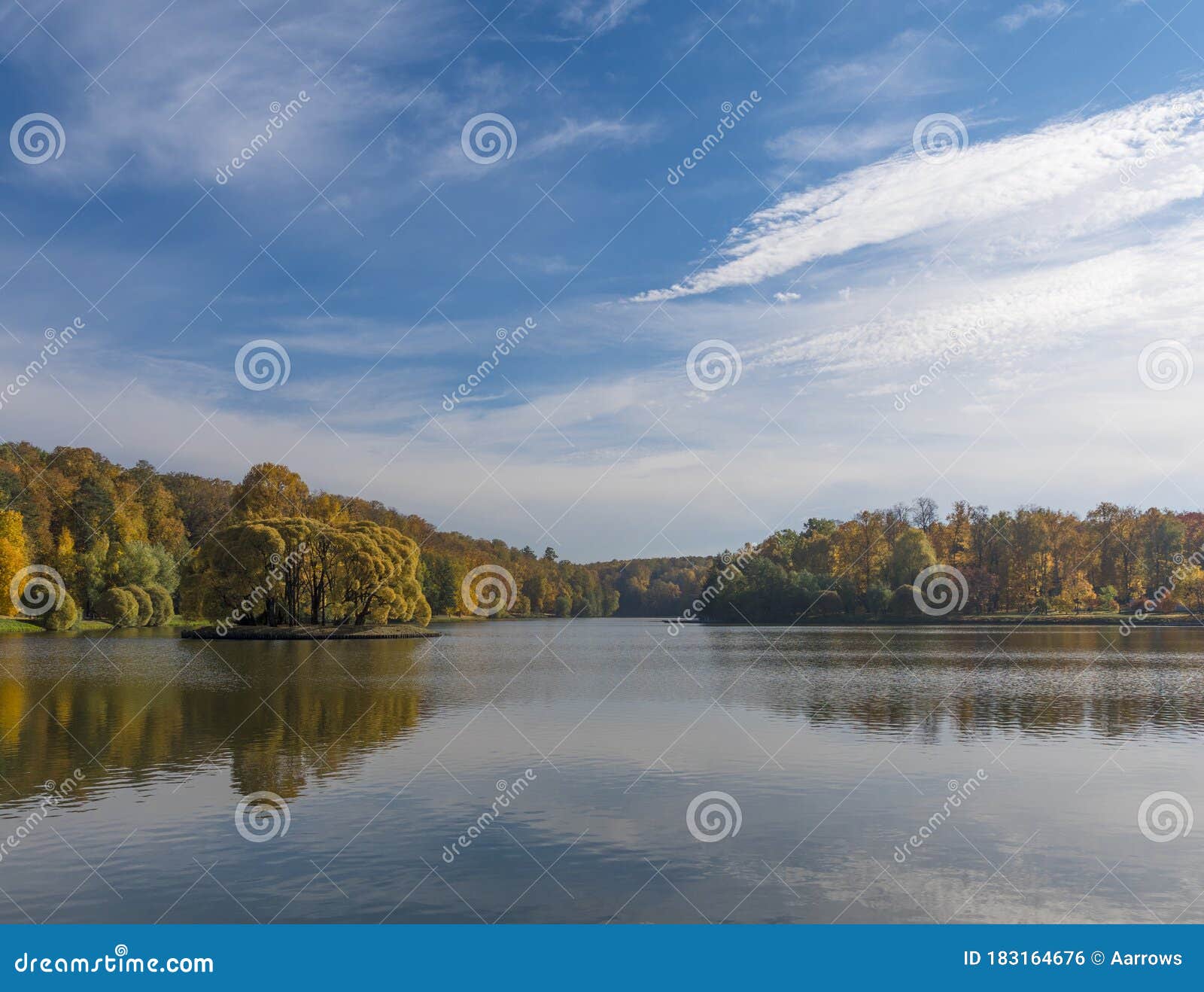 Autumn Foliage with Water Reflection Natural Landscape Stock Photo ...