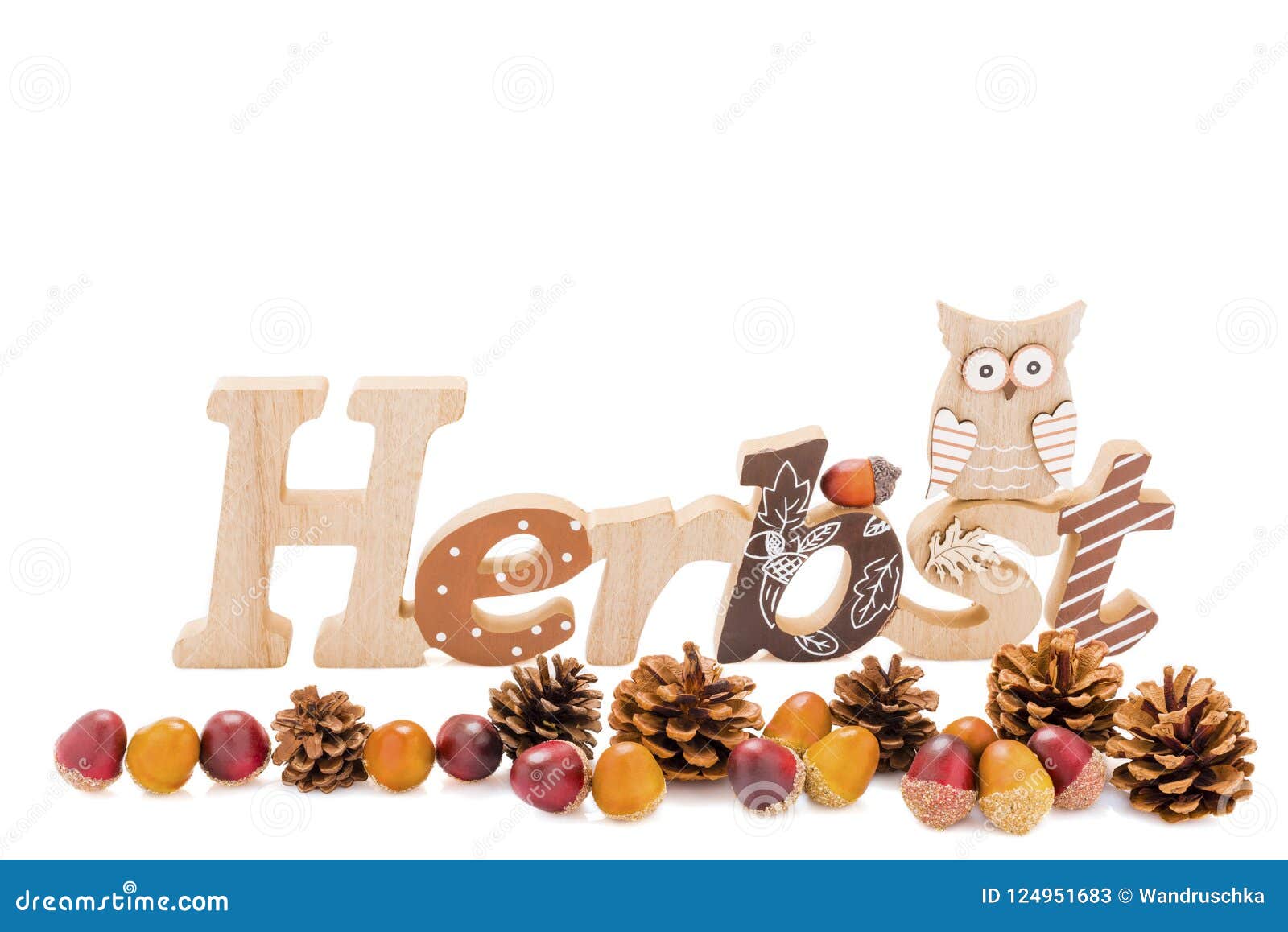 Autumn Font with Many Acorns and Pine Cones Stock Image - Image of font ...