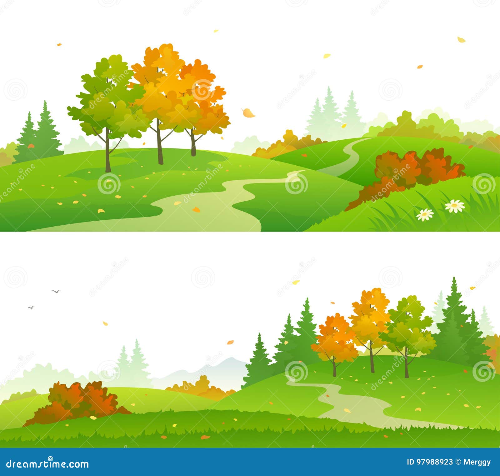 Autumn forest banners stock vector. Illustration of cartoon - 97988923