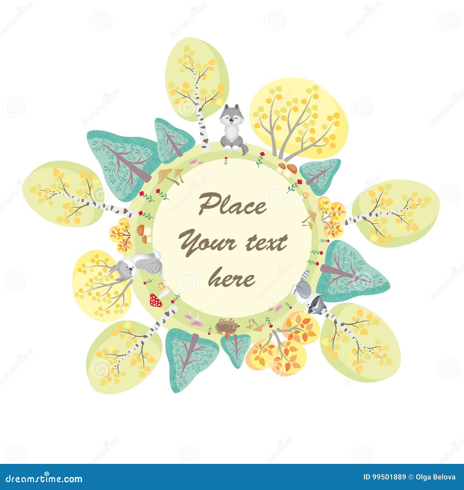 Autumn forest frame stock vector. Illustration of mushrooms - 99501889