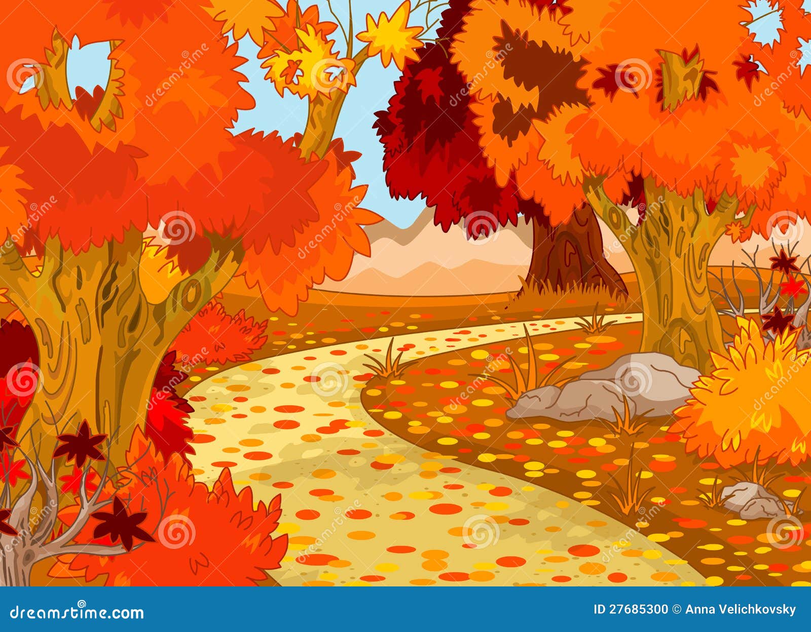 Autumn Forest Landscape stock vector. Illustration of painting - 27685300
