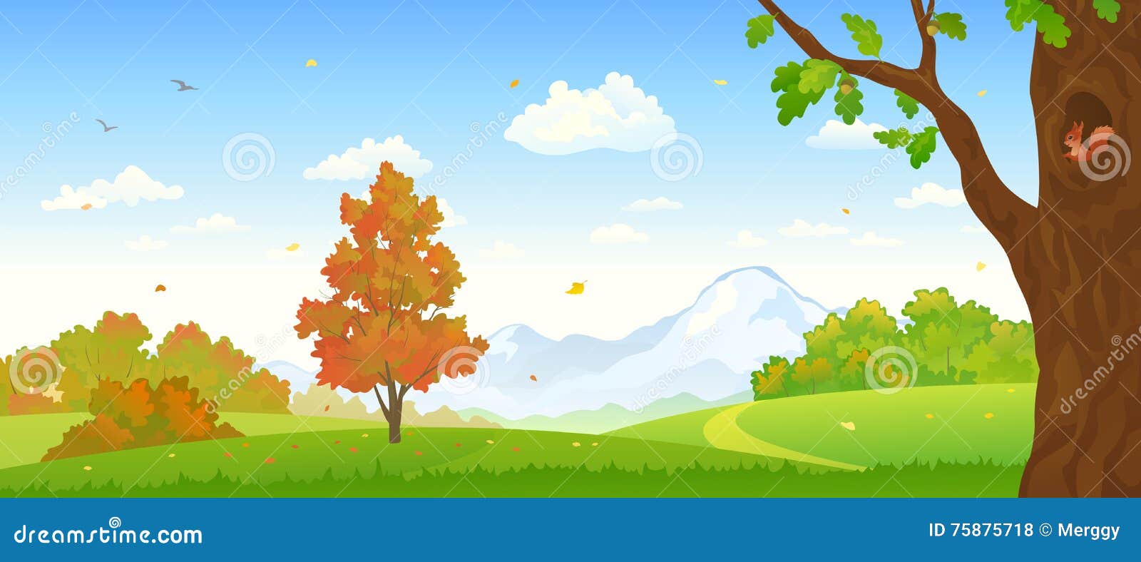 Autumn forest panorama stock vector. Illustration of drawing - 75875718