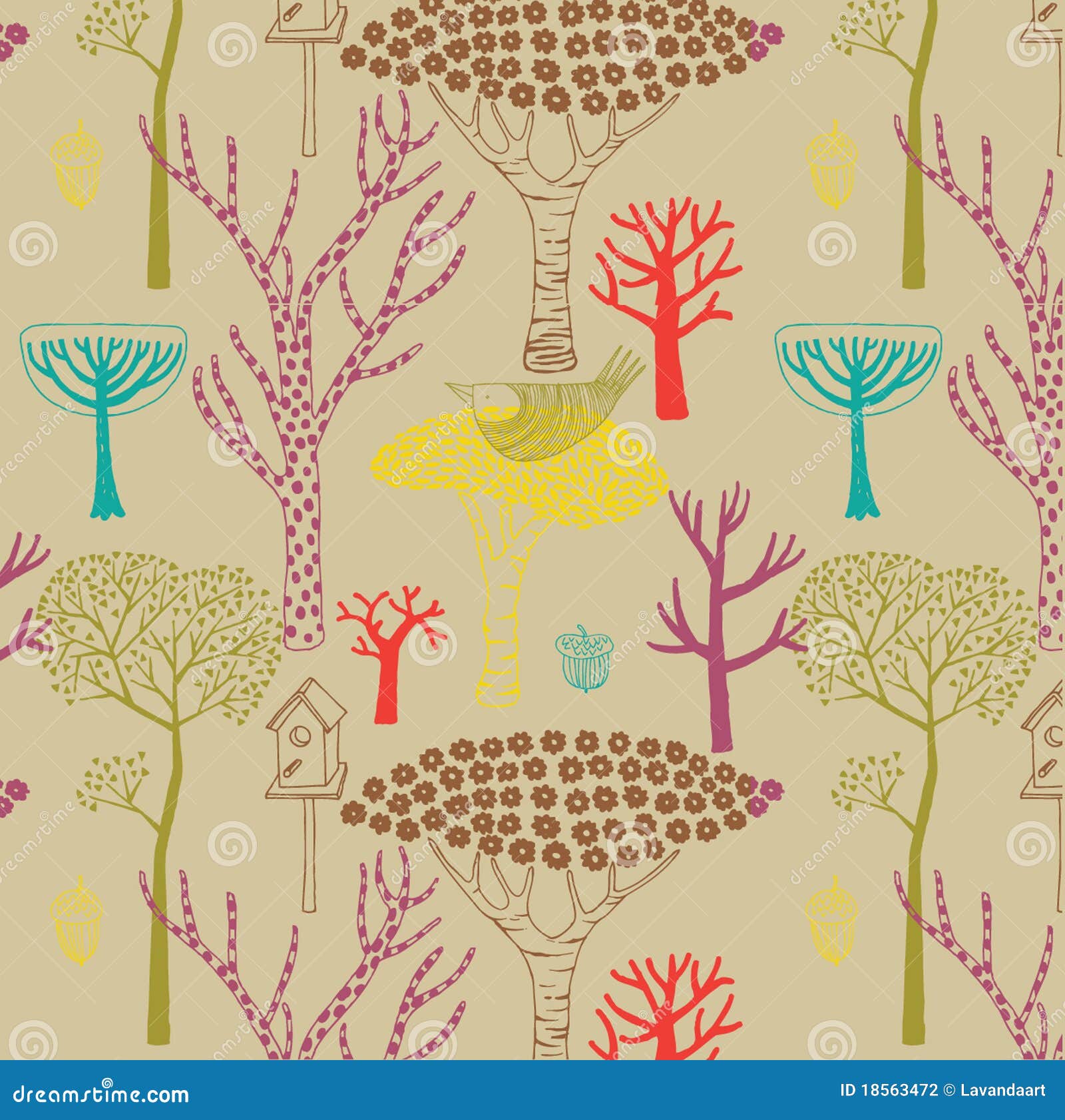 Autumn Forest Seamless Pattern Stock Vector - Illustration of beautiful ...