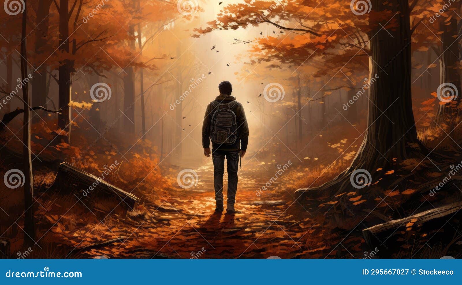 Autumn Forest Trail: Hyperrealistic Illustration for 2d Game Art Stock ...