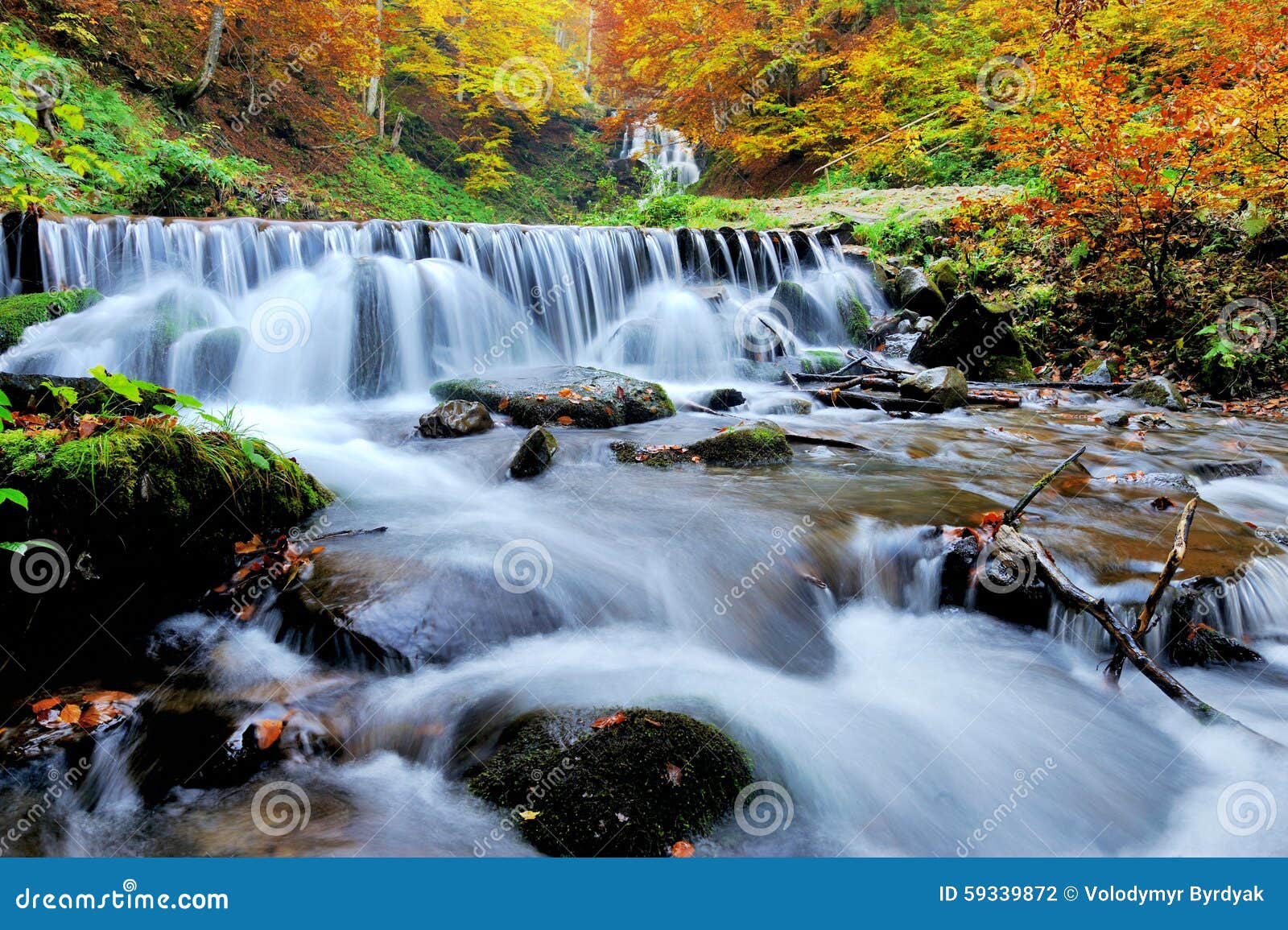 Autumn forest waterfall stock photo. Image of creek, moss - 59339872