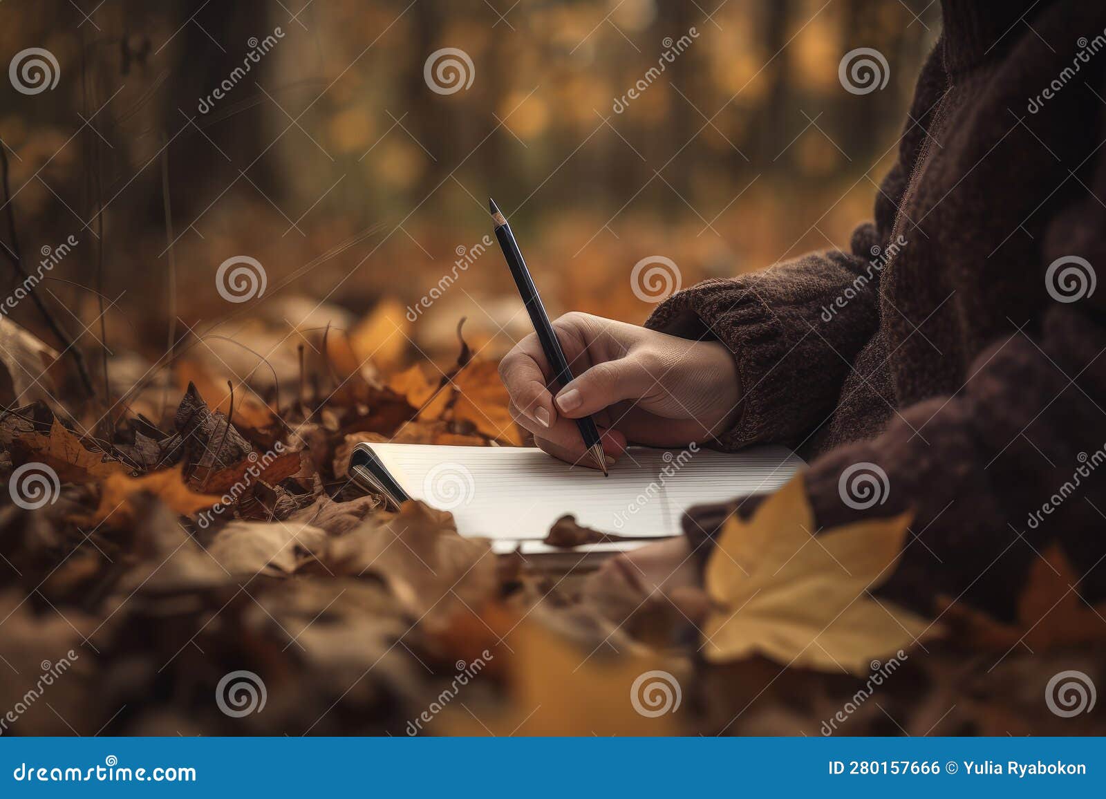 Autumn Forest Writing. Generate Ai Stock Illustration - Illustration of ...
