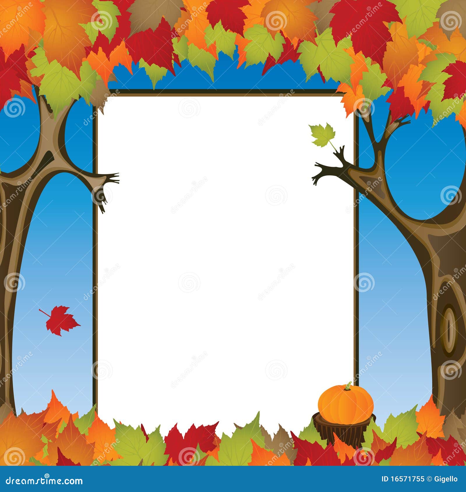 Autumn frame stock vector. Illustration of blue, brown - 16571755