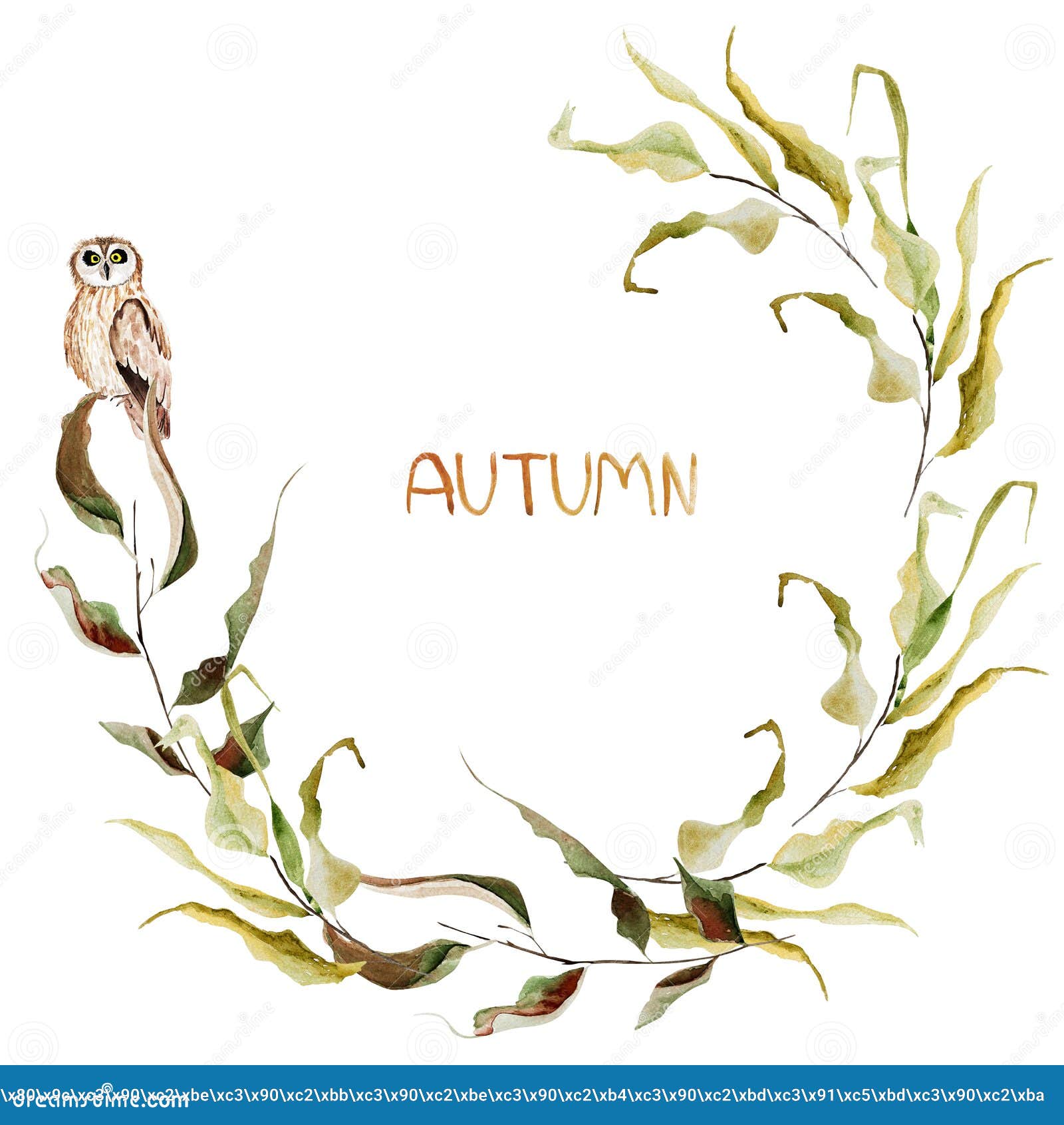 Autumn Frame Border with an Owl Watercolor Illustration Stock Image ...