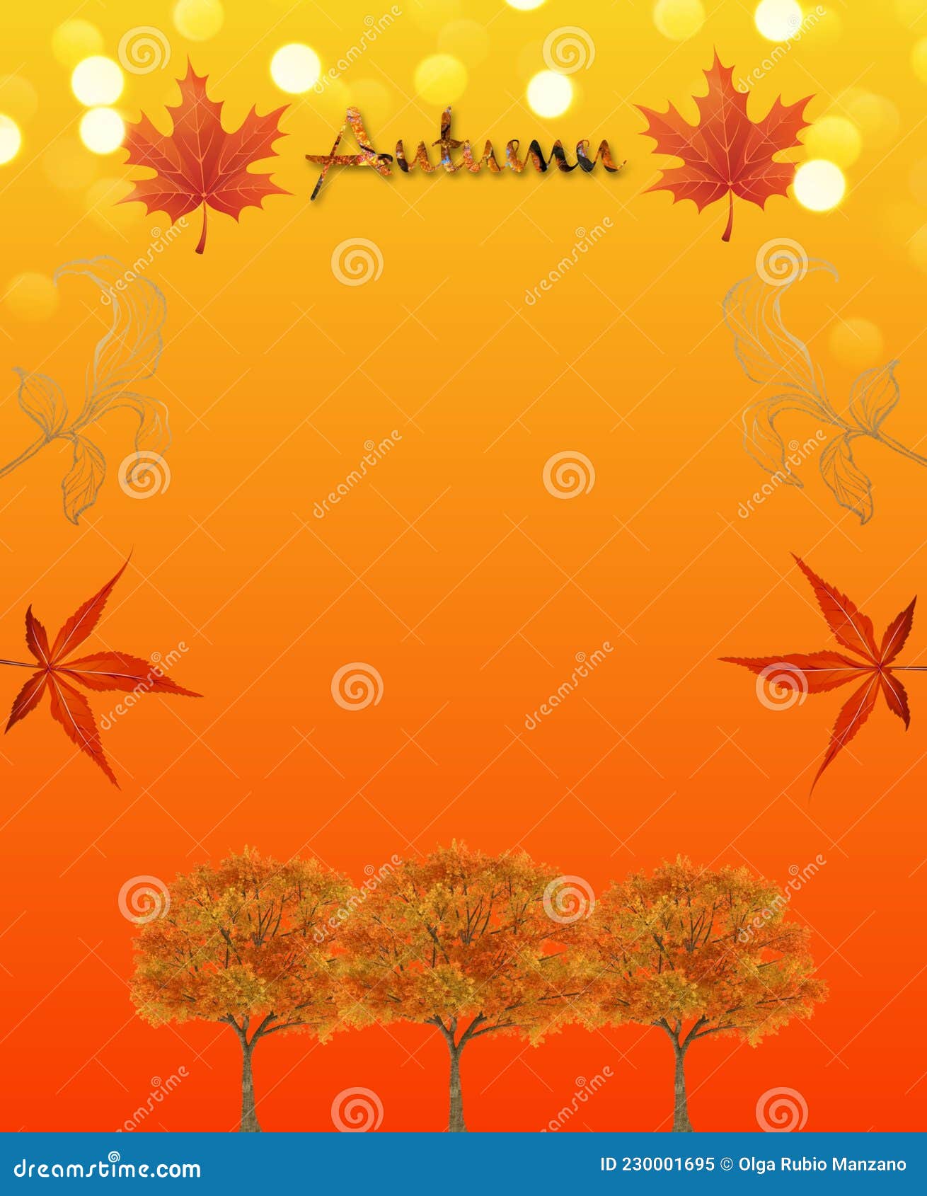 Autumn Frame with Leaves Isolated in Color Gradient Background Stock ...