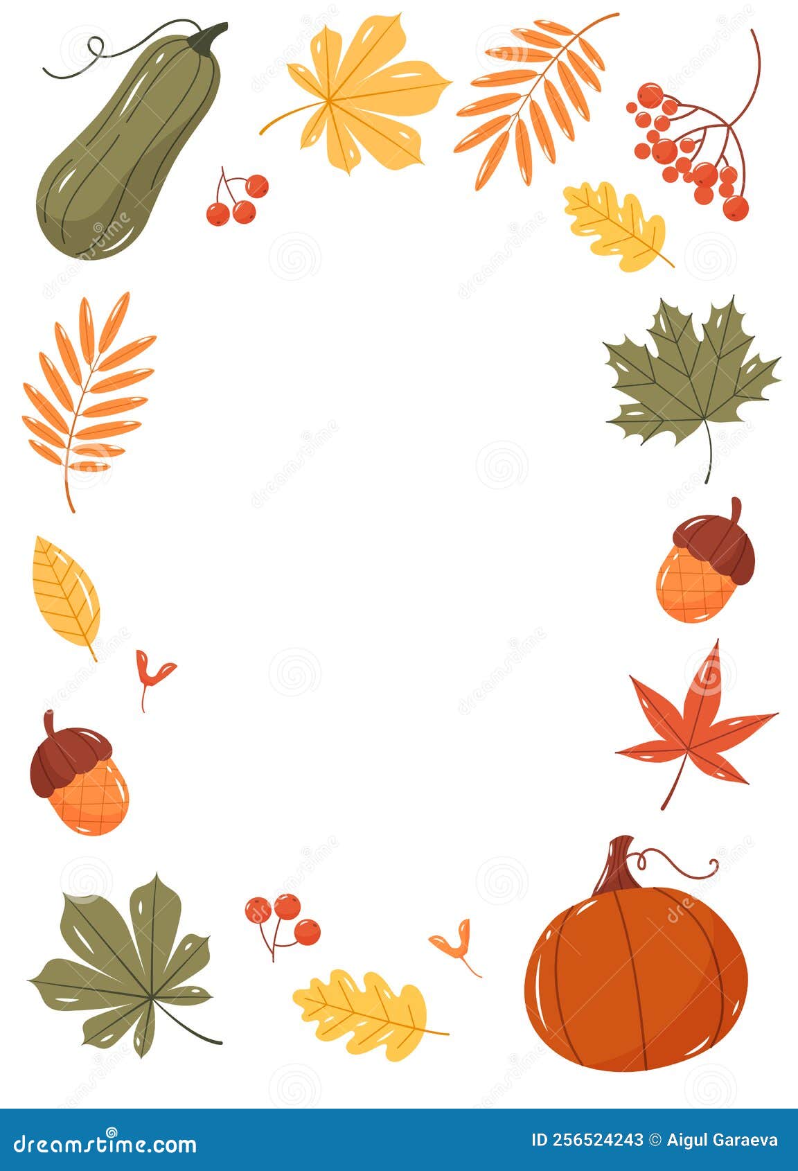 Autumn frame with leaves stock vector. Illustration of floral - 256524243