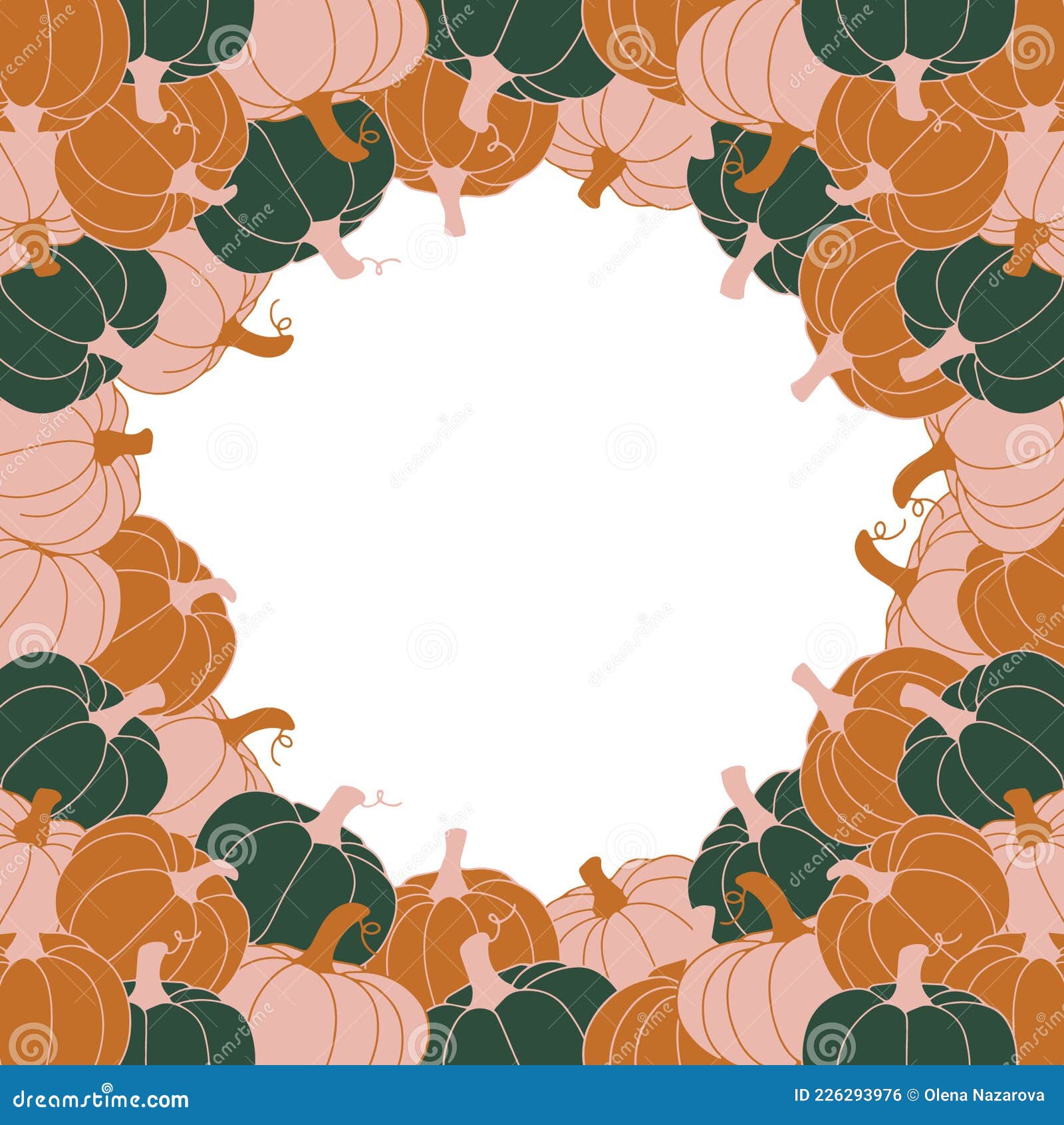 Autumn Frame with Pumpkins Isolated on Transparent Background. Vector ...