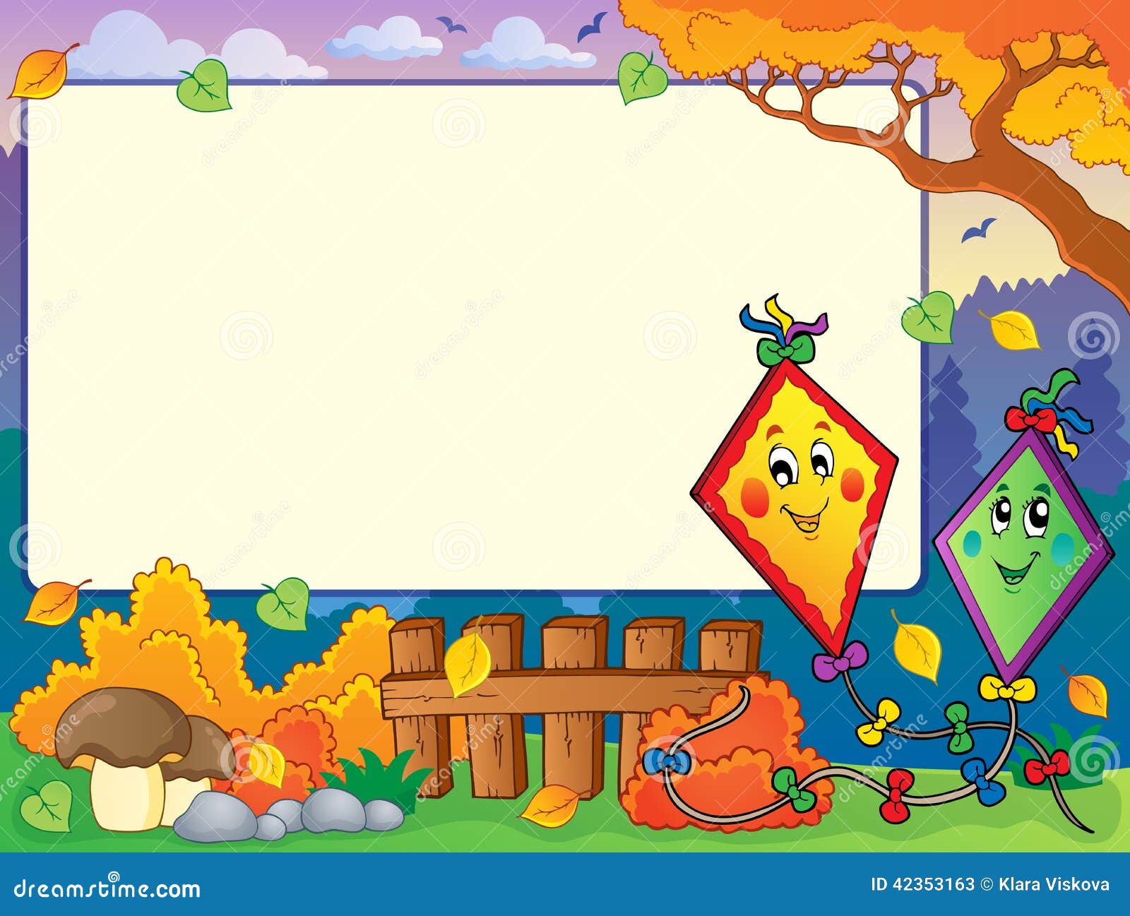 Autumn Frame with Two Kites Stock Vector - Illustration of empty ...
