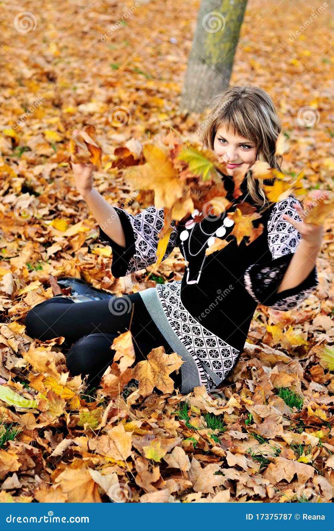 Autumn fun stock image. Image of model, happy, fashion - 17375787